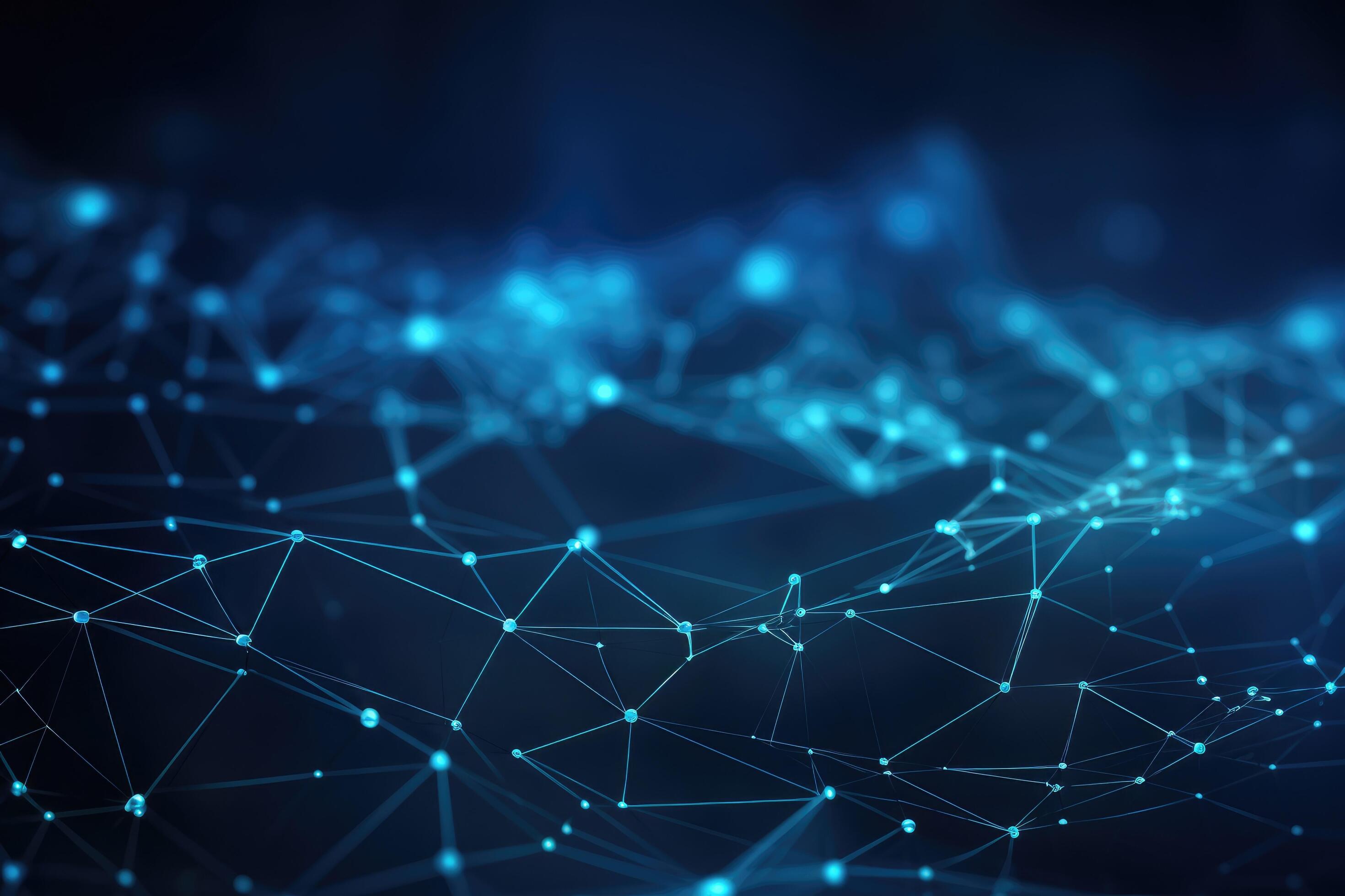 AI generated Abstract blue digital technology background. Network connection structure. 3D ...