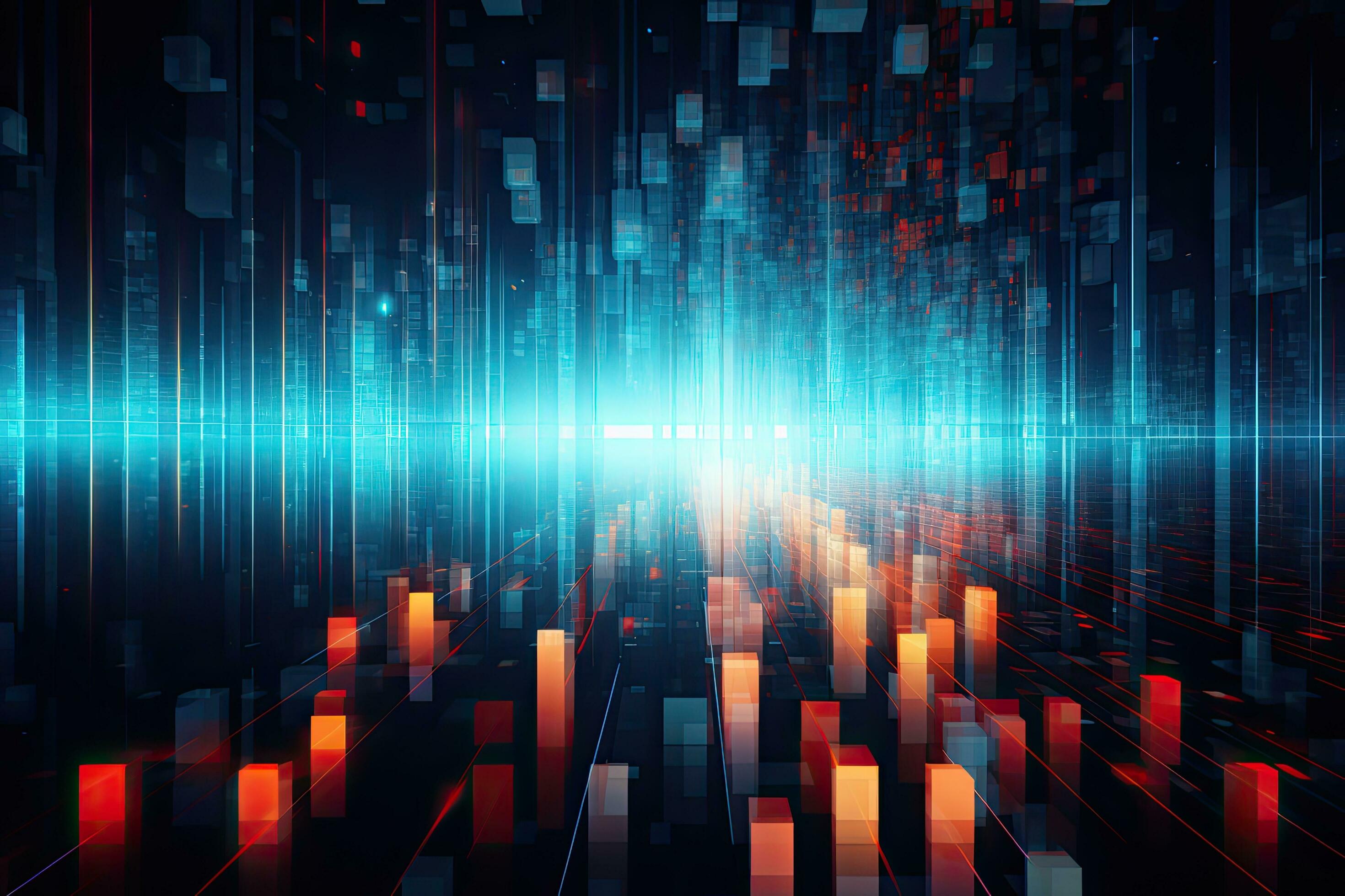 Ai Generated Abstract Technology Background With Glowing Lines And Dots