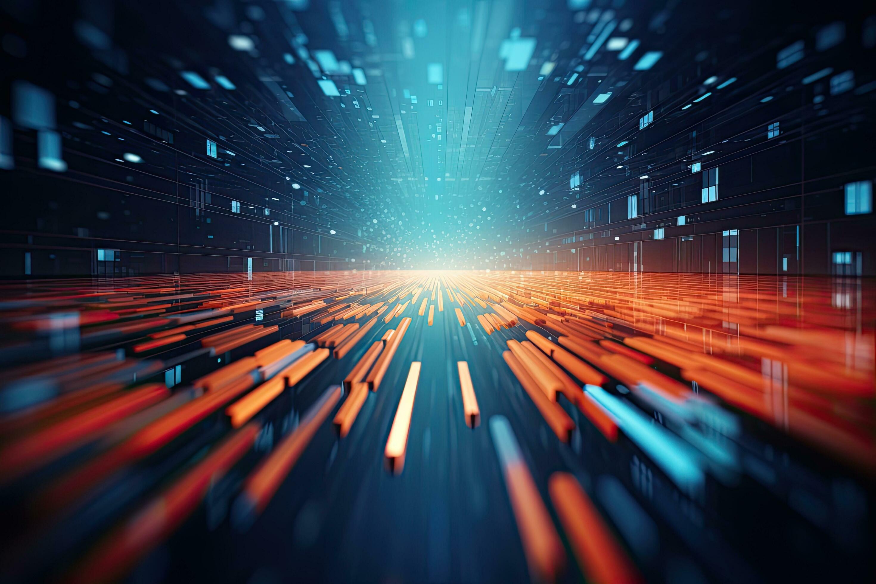 Ai Generated Abstract Technology Background With Glowing Lines And Dots