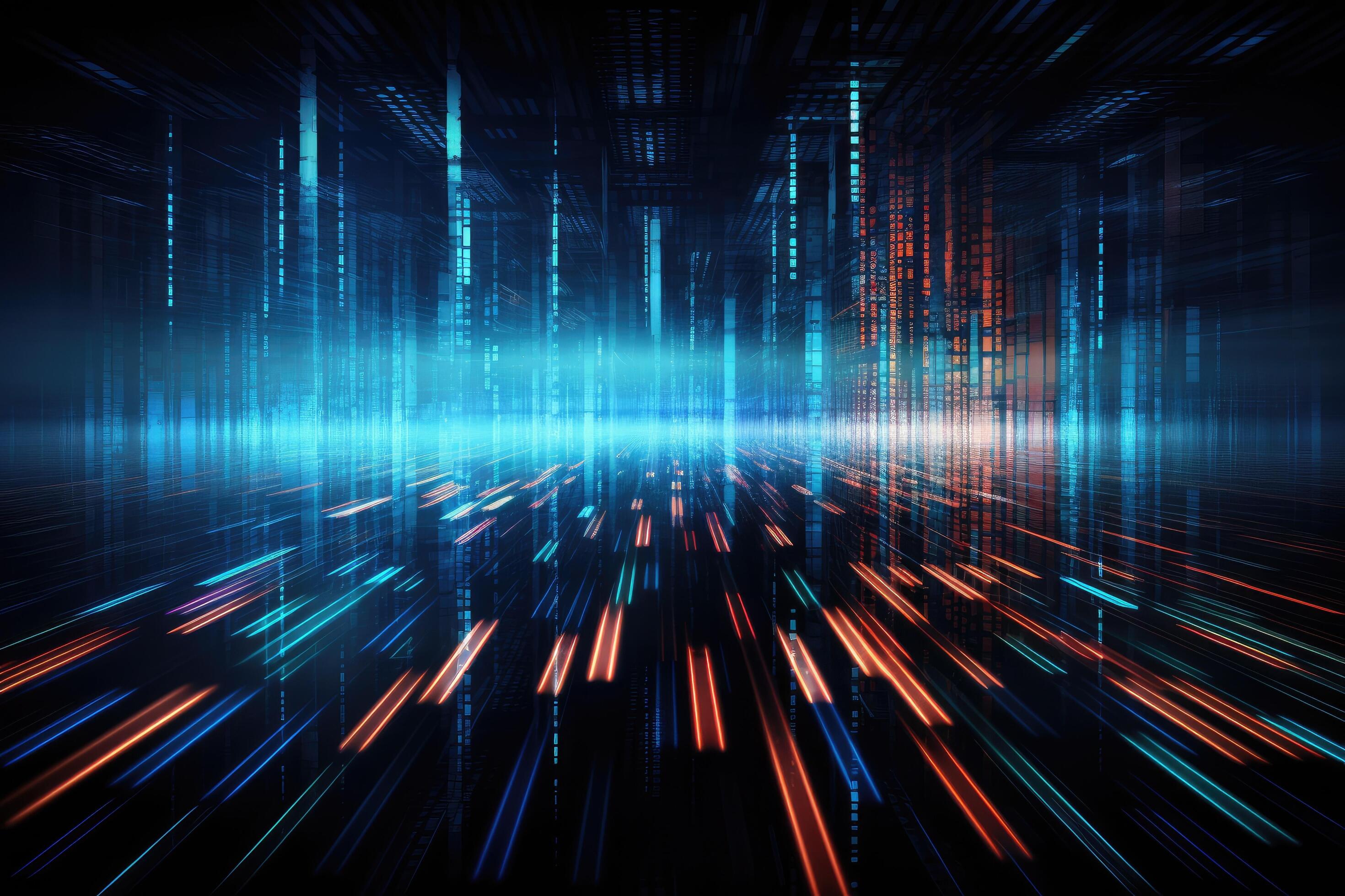 AI generated Futuristic technology background with glowing lines and ...