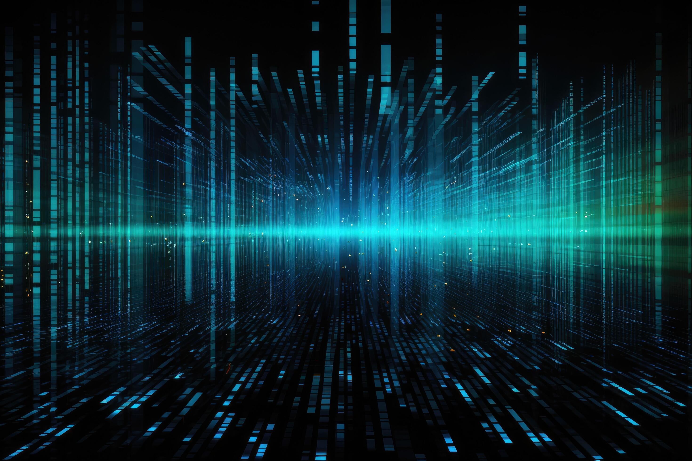 AI generated abstract technology background with blue binary code ...