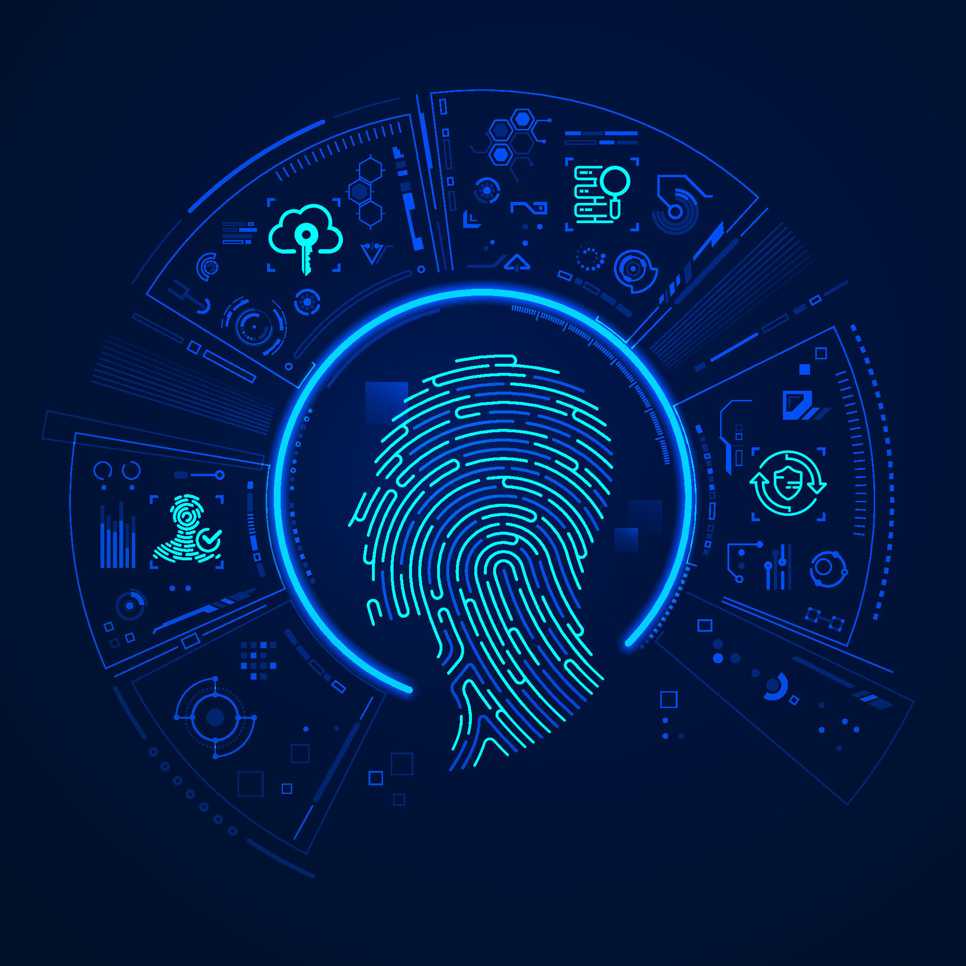 Concept Of Biometrics Or Digital Forensics Technology Graphic Of