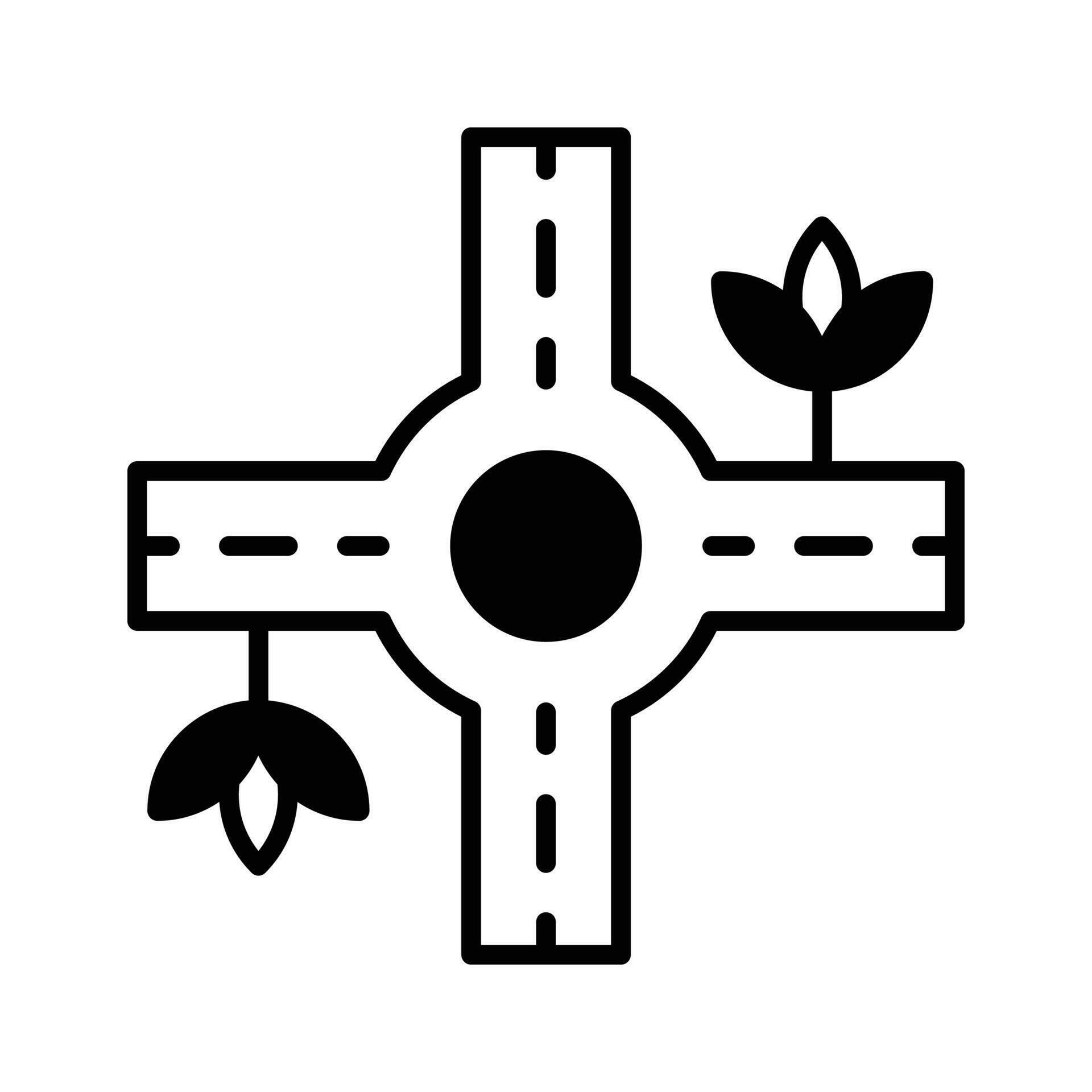 Traffic circle with four roads showing concept icon of road intersection, traffic roundabout ...