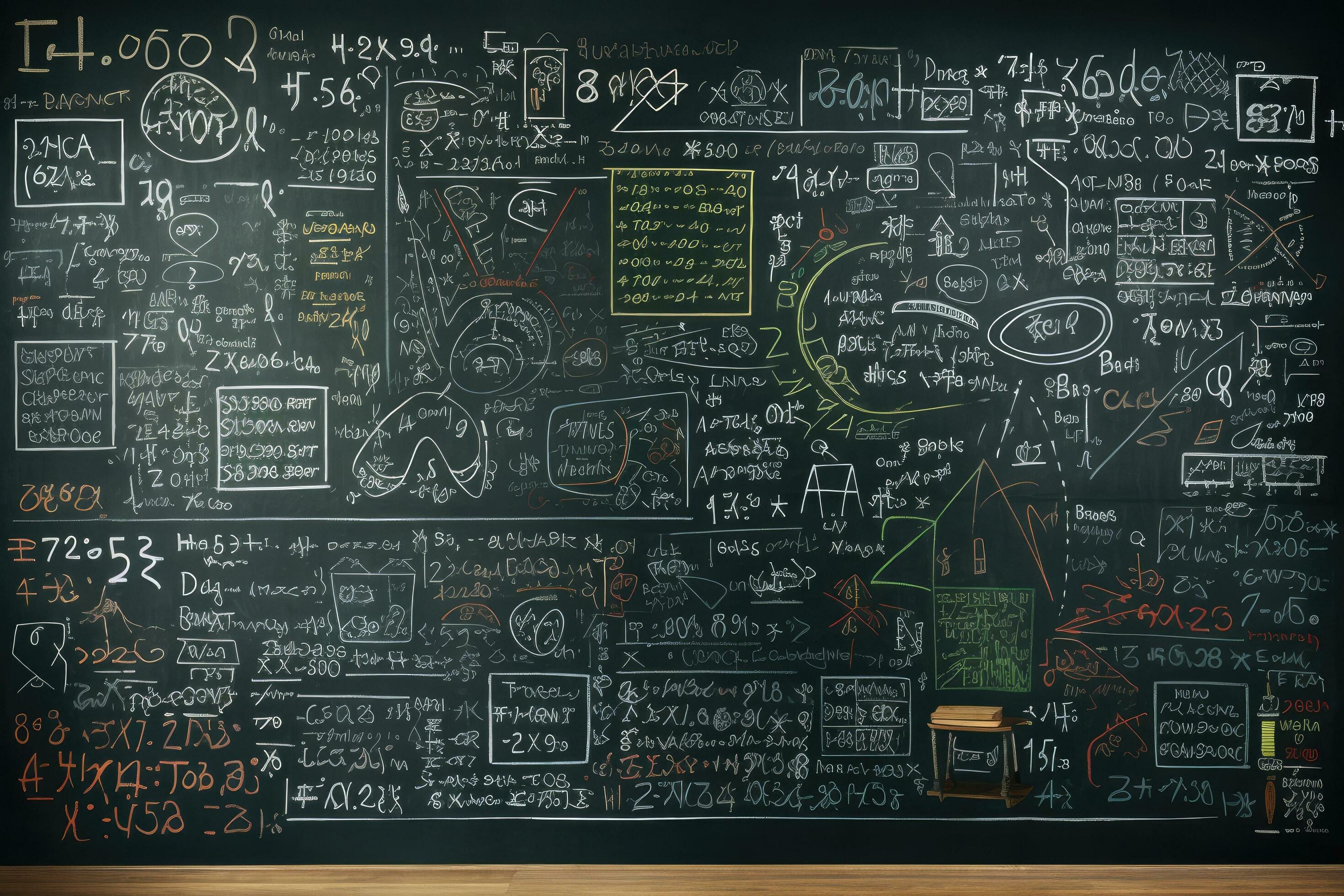 AI generated Chalkboard background with a lot of mathematical formulas ...