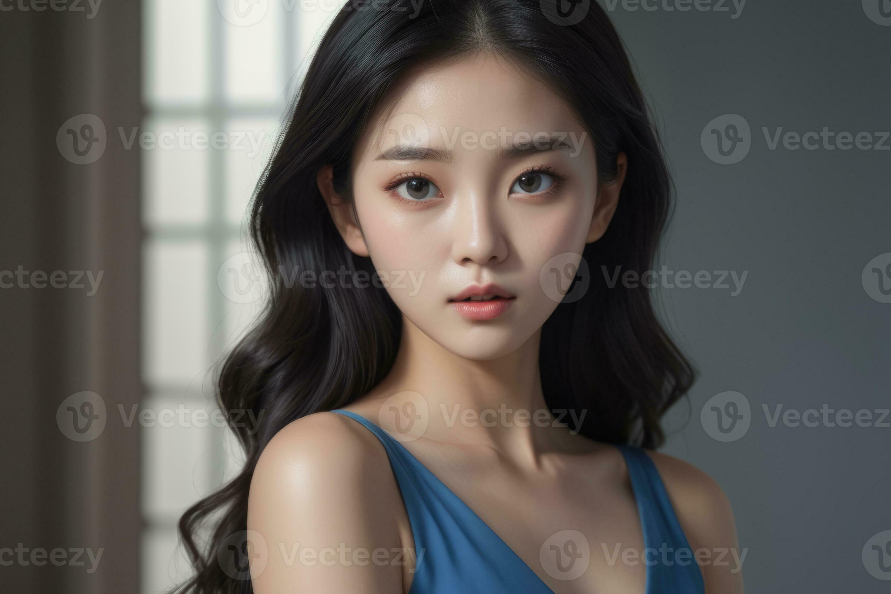 AI generated perfect beautiful korean woman wearing blue dress 35827535 Stock Photo at Vecteezy