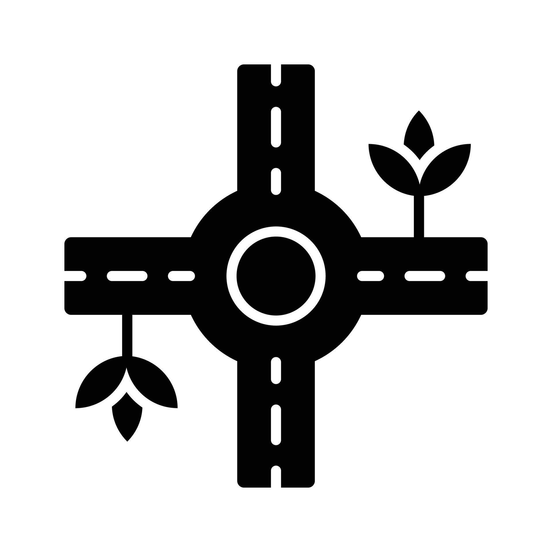 Traffic circle with four roads showing concept icon of road intersection, traffic roundabout ...
