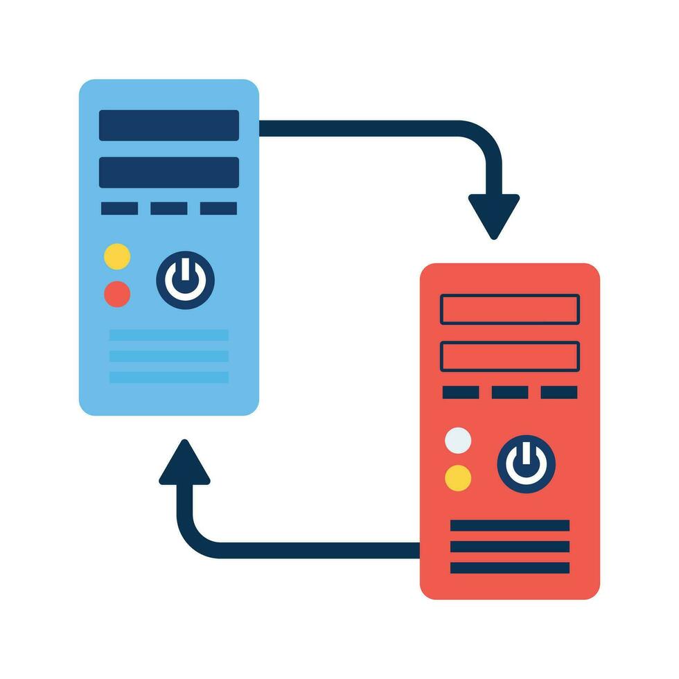 Check this carefully crafted flat icon of computer data transfer ...
