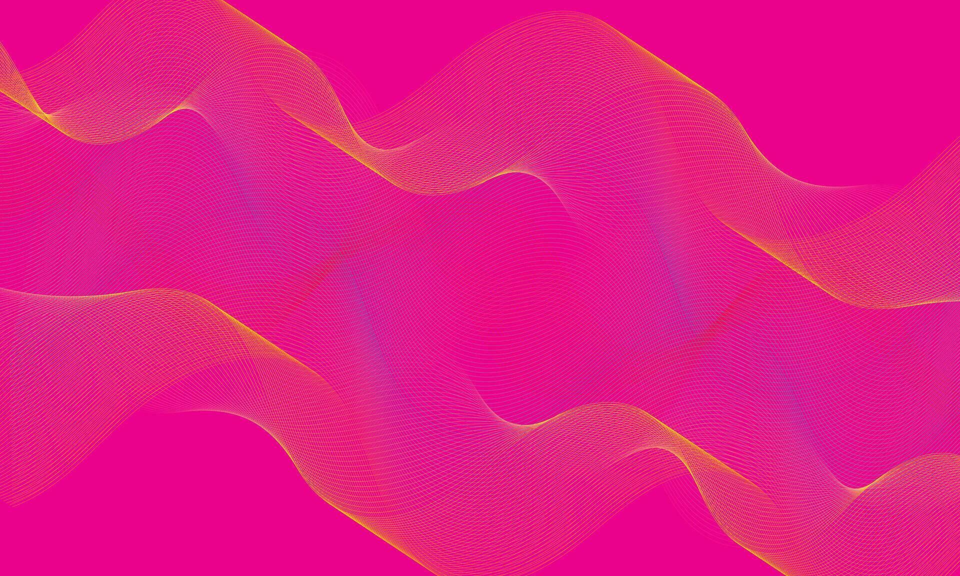Simple Abstract Different Color Wavy Air Line Pattern Art Work On Pink