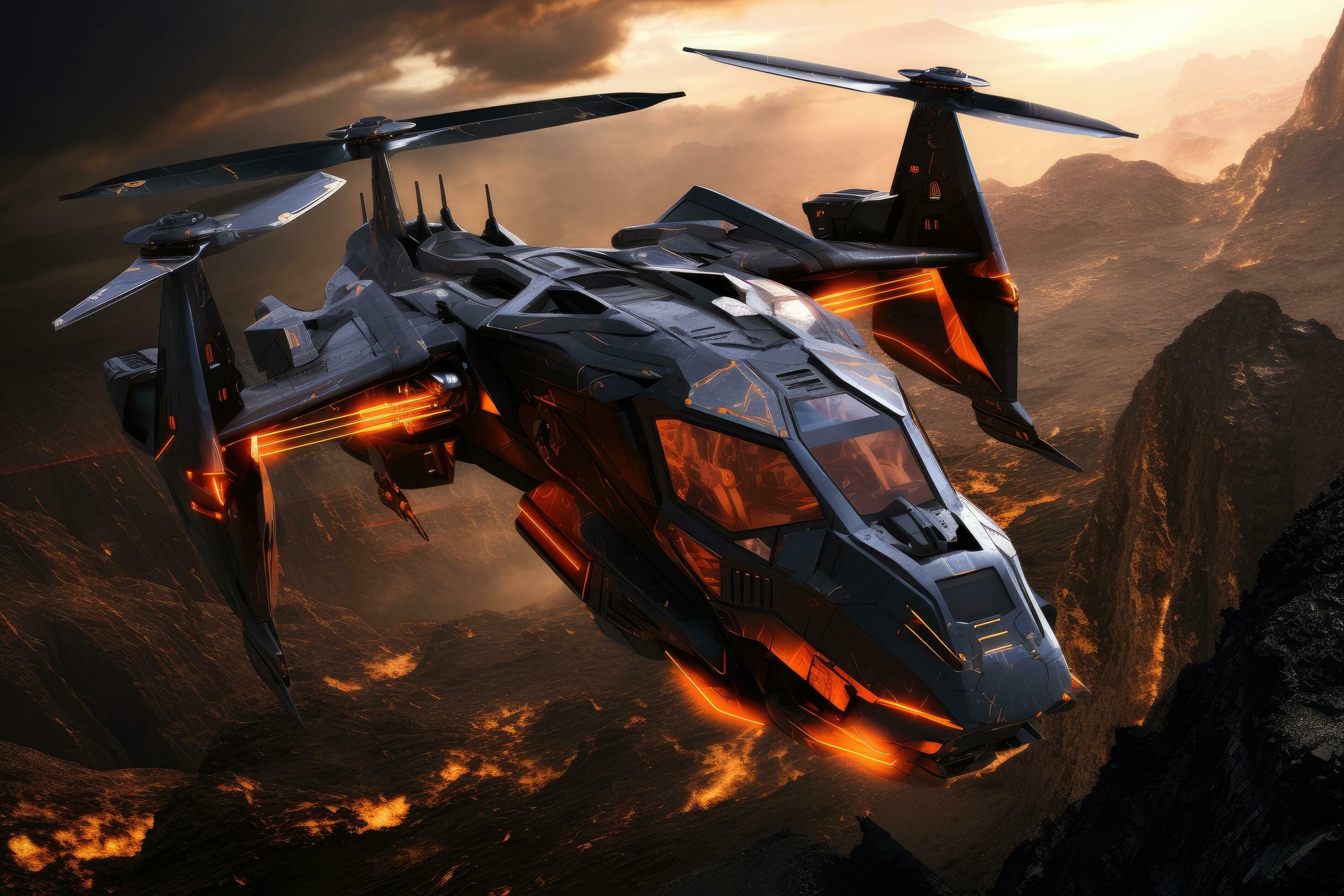 AI generated Helicopter in the fire. army helicopter flying on sky 3D render, Ai generated ...