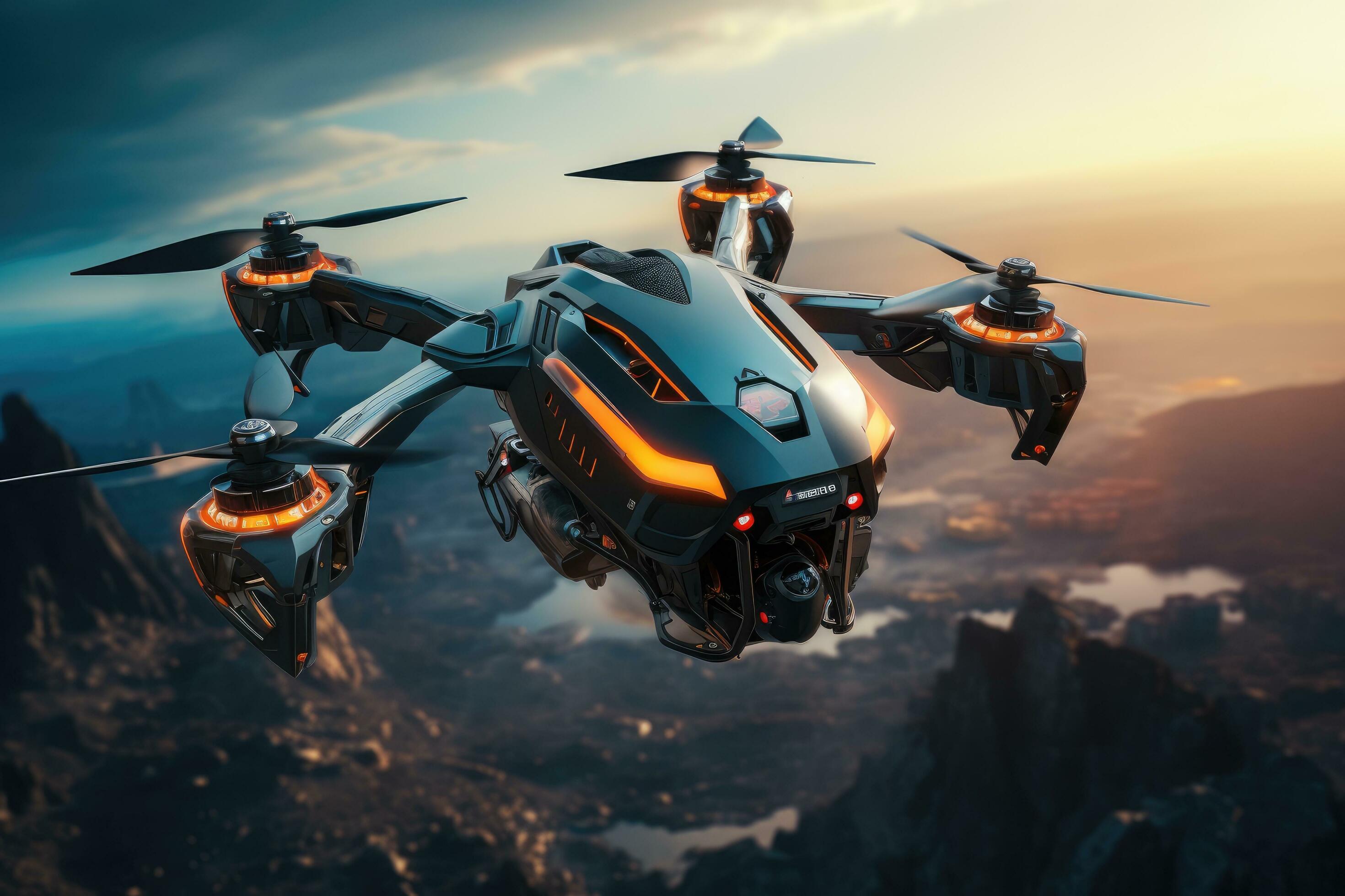 AI generated Drones flying in the sky, AI generated 35839233 Stock Photo at Vecteezy