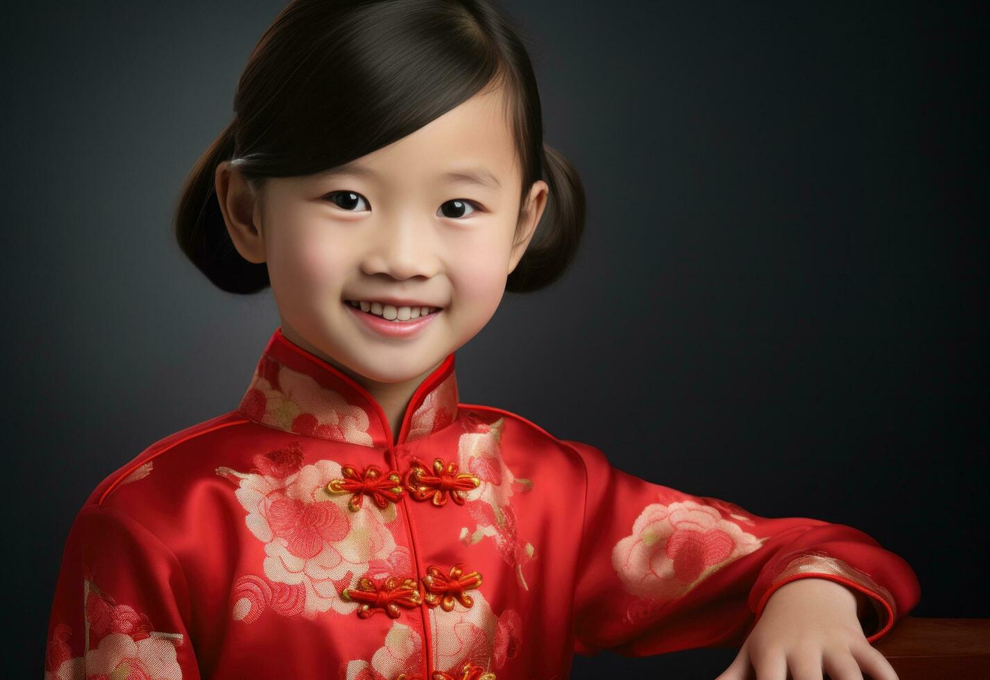 Ai Generated A Young Girl Smiling In An Asian Cheong Sam Dress 35847865
