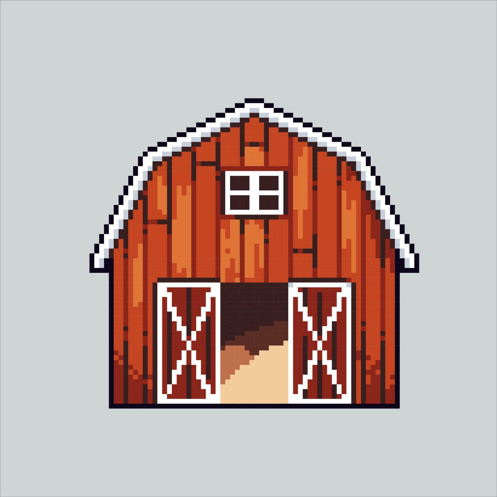 Pixel art illustration Barn. Pixelated Barn. Farm Barn pixelated for the pixel art game and icon ...