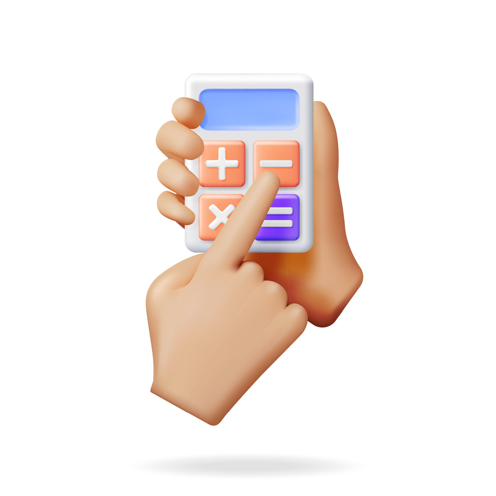 3D Modern Calculator and Hand Isolated. Render Mathematics Icon ...