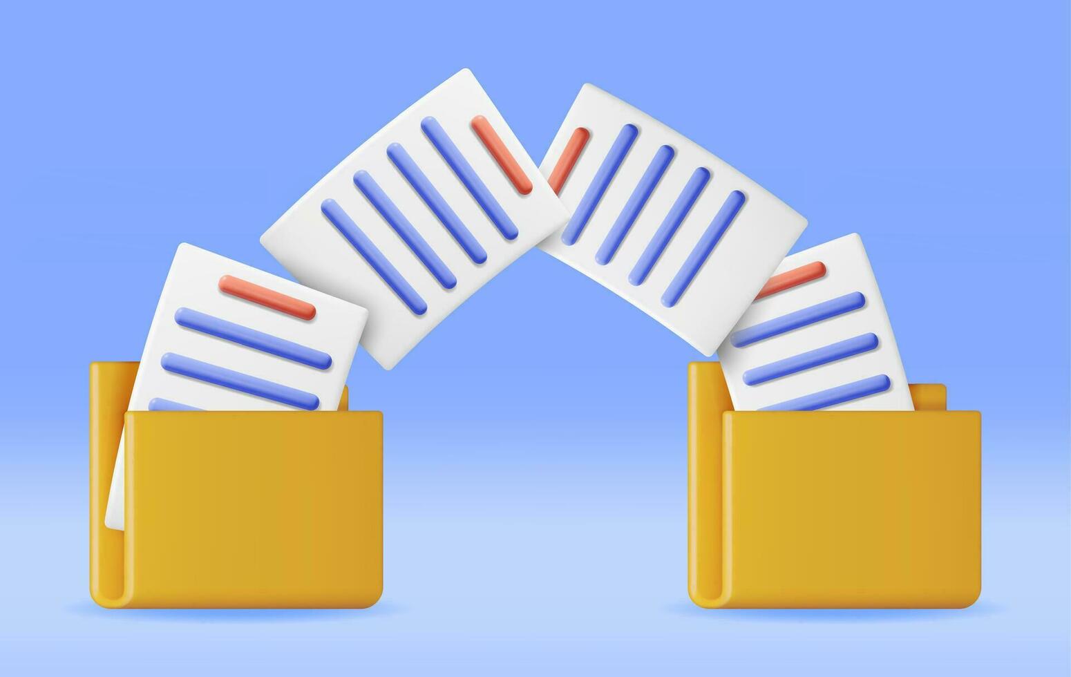 3D Business Folder Full of Papers Isolated on White. Render Yellow Folder for Correspondence ...