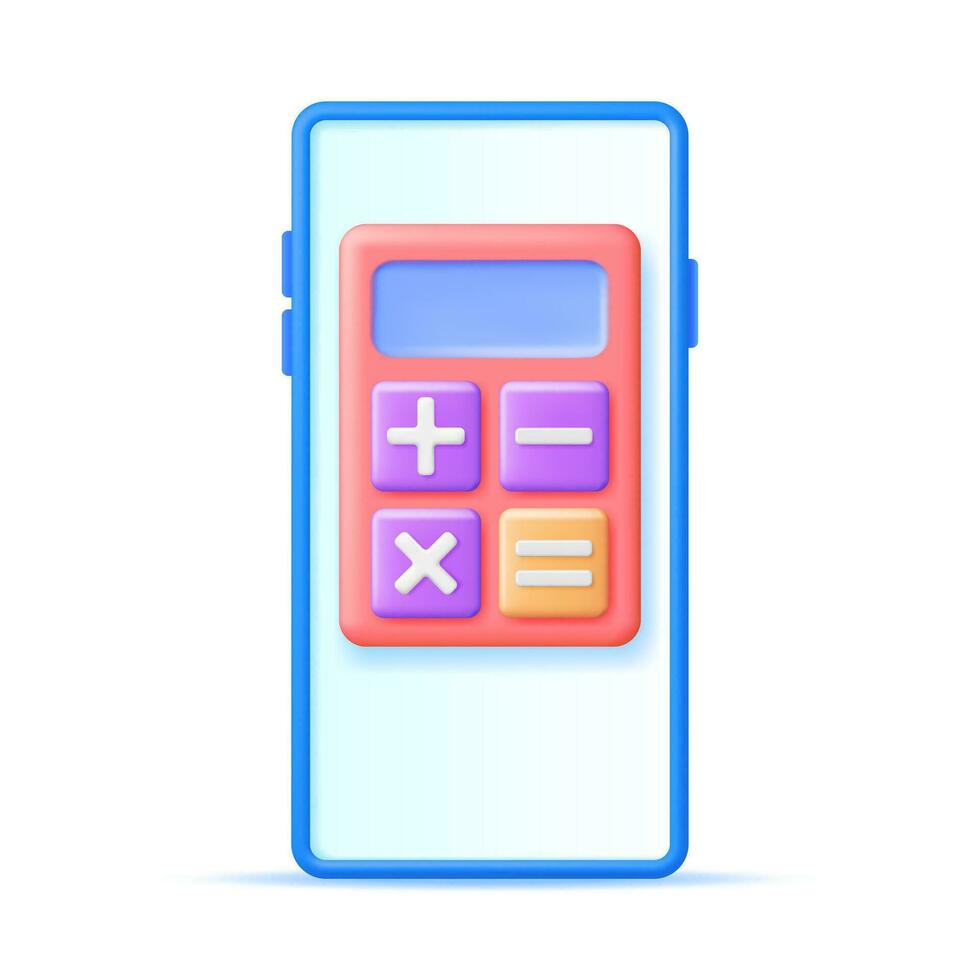 3d Calculator App On Smartphone Screen Isolated Mobile Phone With Calculator Application On