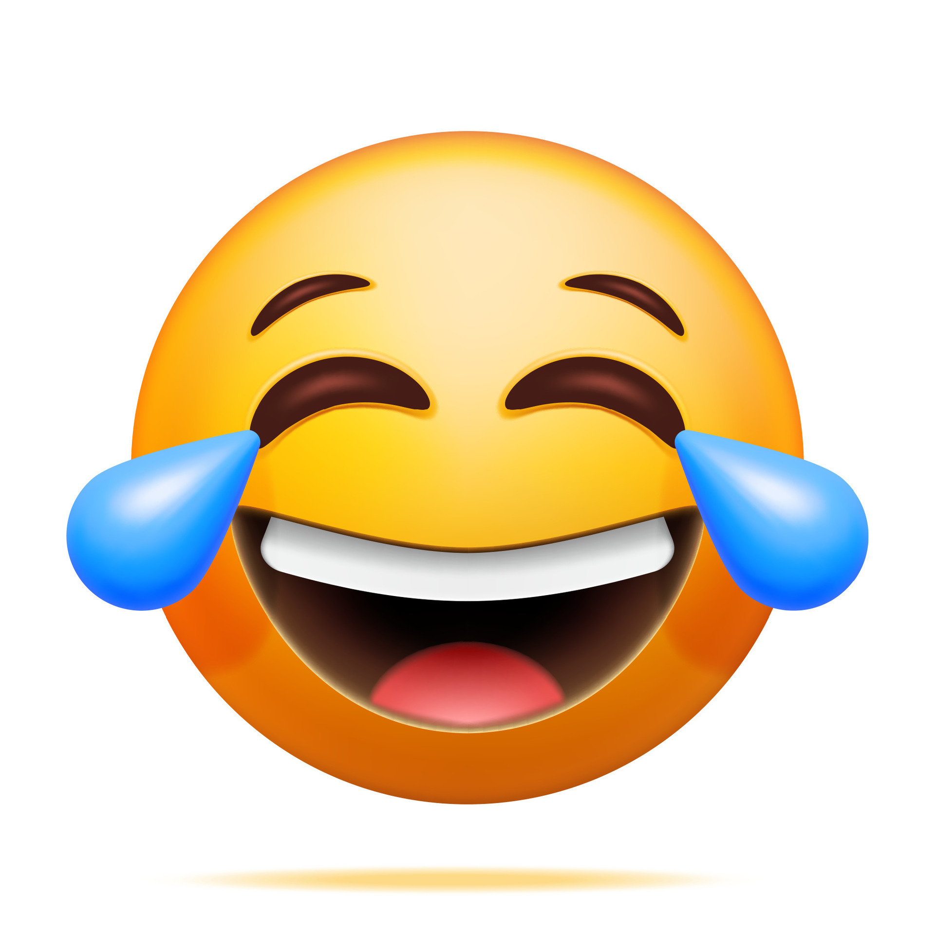 3D Yellow Laugh Emoticon with Tears Isolated. Render Laughing to Tears Smiling Emoji. Happy Lots ...