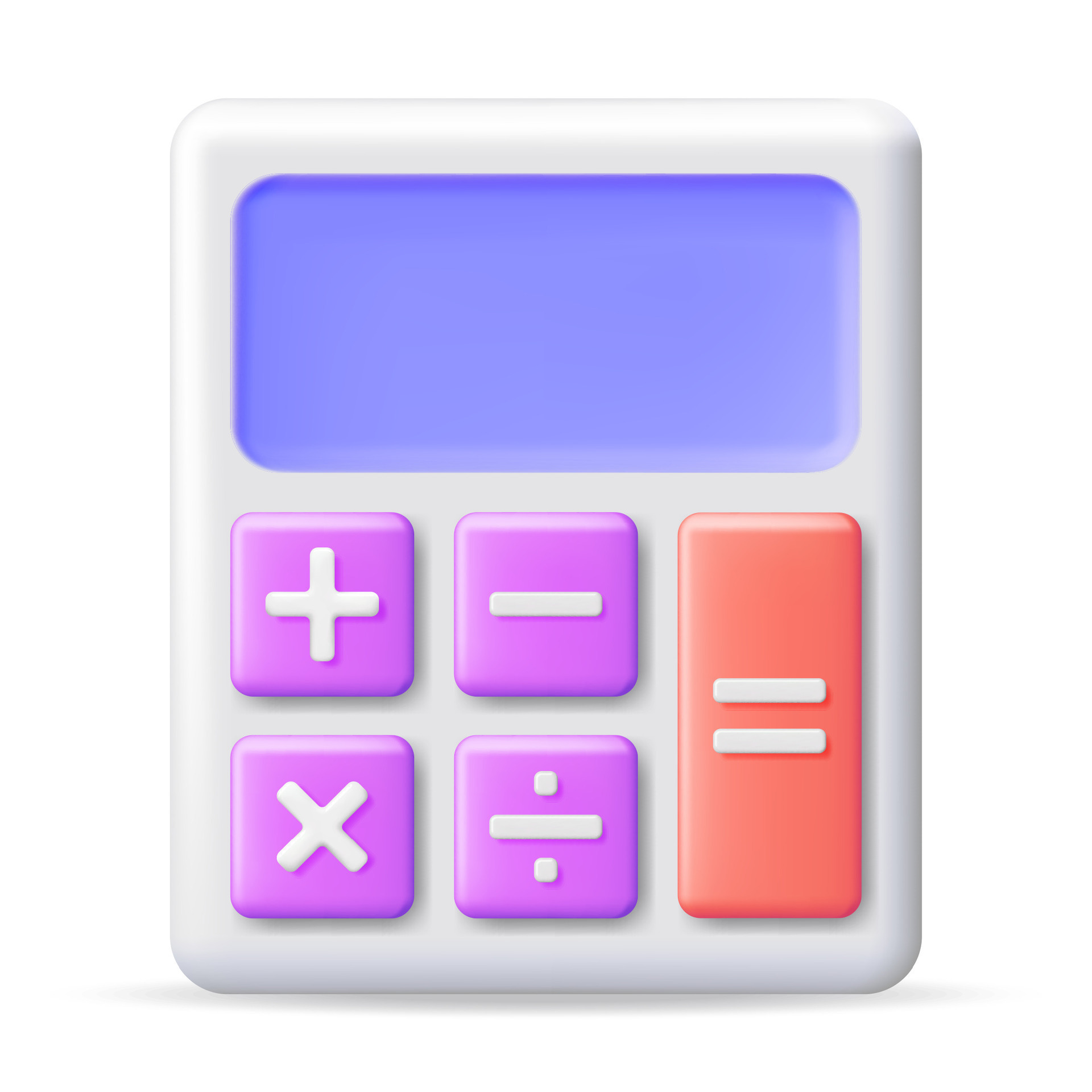 3D Modern Calculator Isolated on White. Mathematics Icon. Addition ...