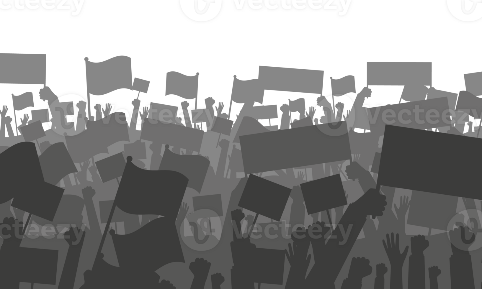 Cheering Or Protesting Crowd With Flags 35856615 Png