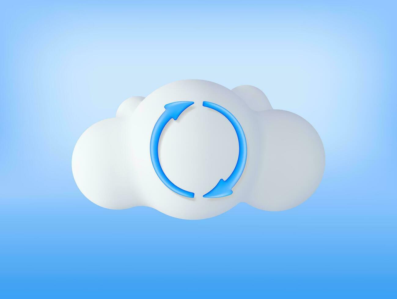 3D Cloud with File Sync Icon Isolated. Render Computer Cloud with Synchronization Symbol. Data ...