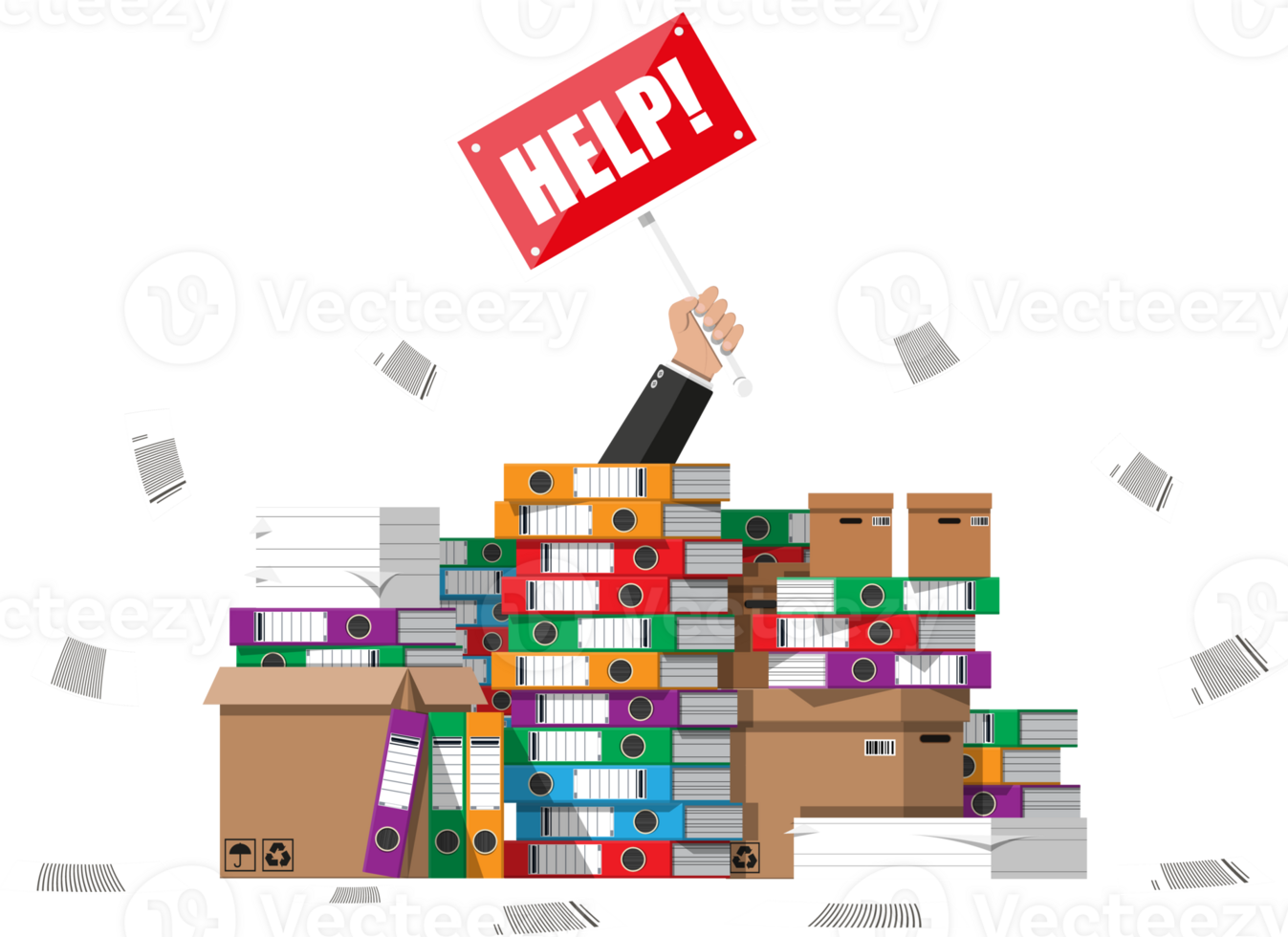Businessman in pile of office papers 35857002 PNG Businessman in pile of office papers 35857002 PNG