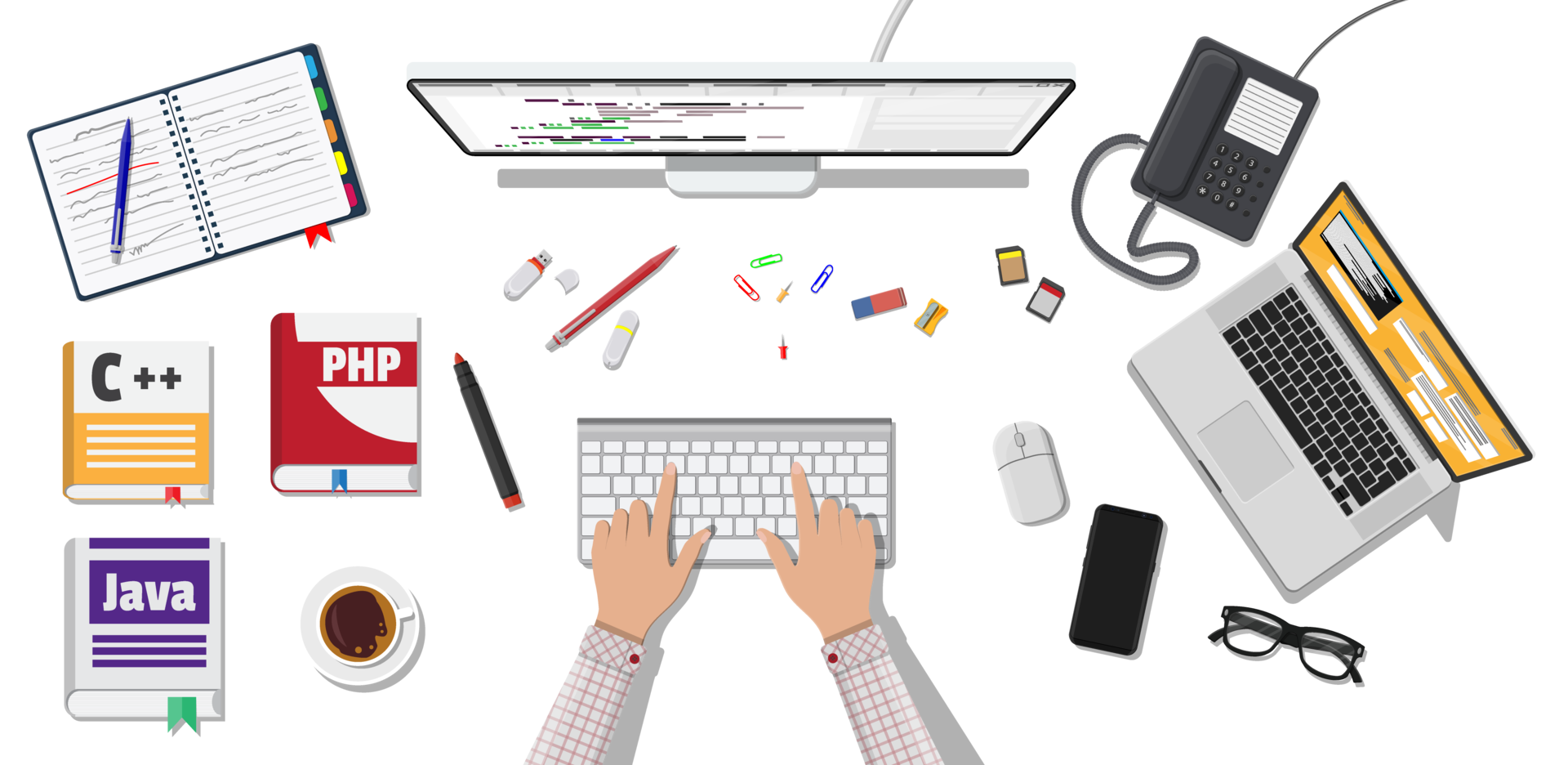 Workplace Of Programmer Or Coder 35857144 Png 4706