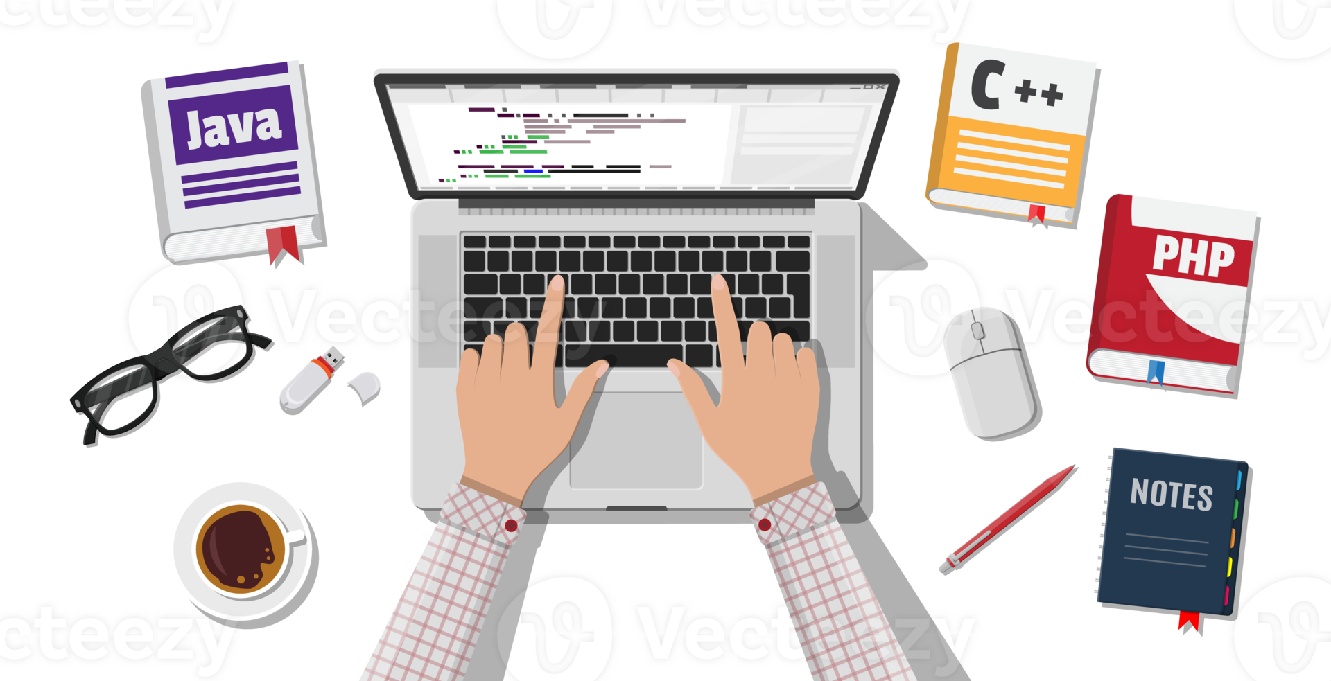 Workplace of programmer or coder 35857172 PNG