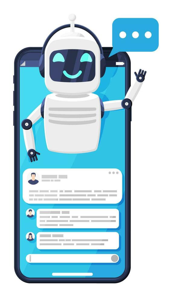 Smartphone With Chat Bot Speak In Bubble On Screen Robot With Speech Window Chatbot Greets