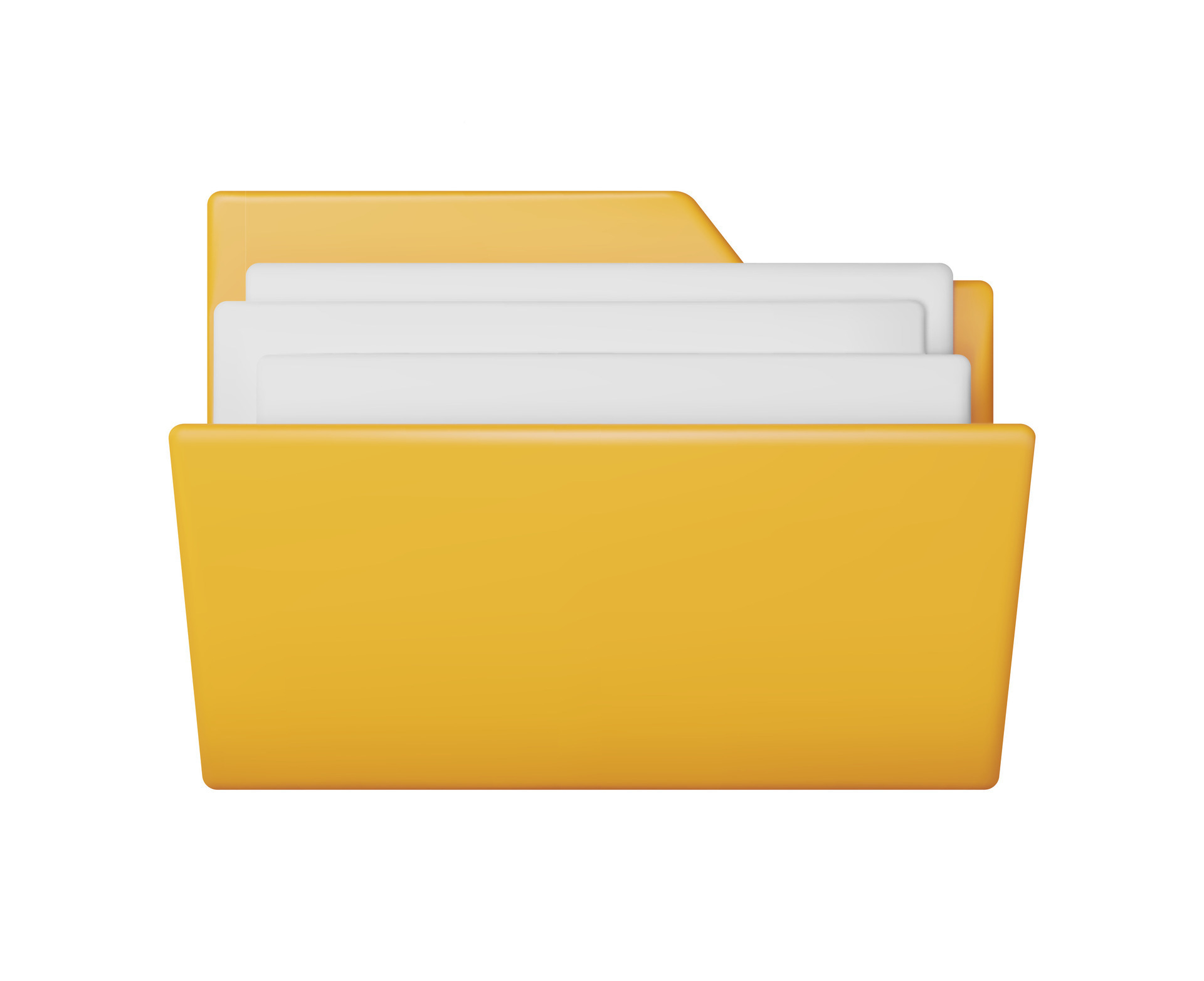 3D Business Folder full of Papers Isolated on White. Render Yellow Folder for Correspondence ...