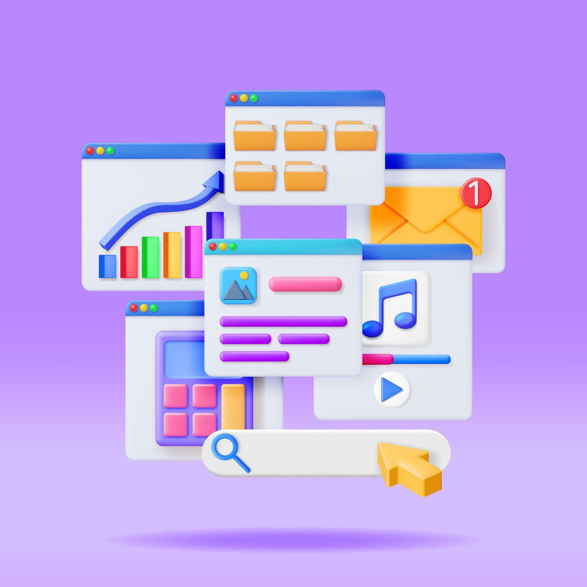 3D Application Windows Interface Isolated. Render Computer Software ...