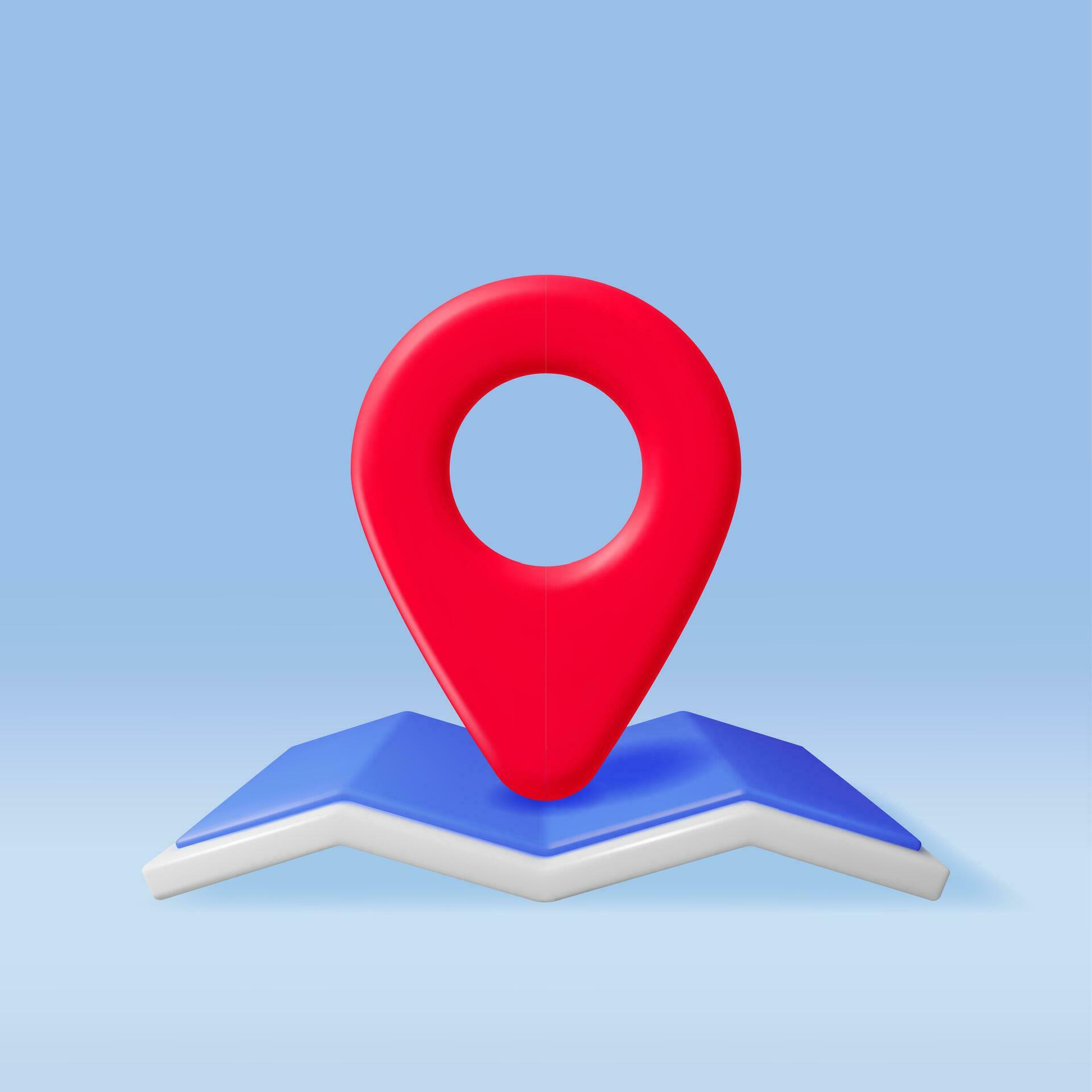 3D Folded Paper City Suburban Map with Location Pin Isolated. Render Abstract Generic Map. GPS ...