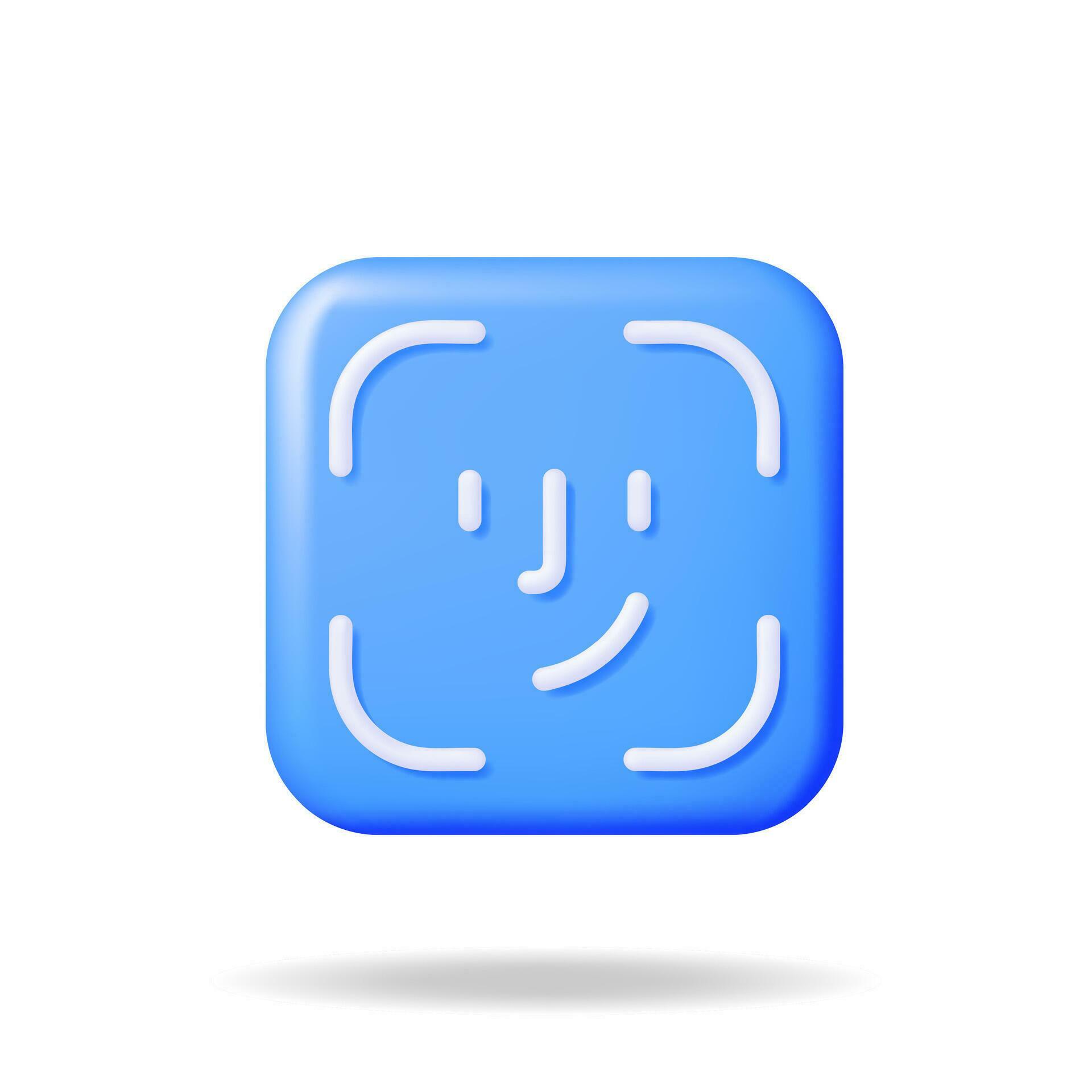 3D Face Recognition Icon Isolated. Render Biometric Face ID Recognition ...