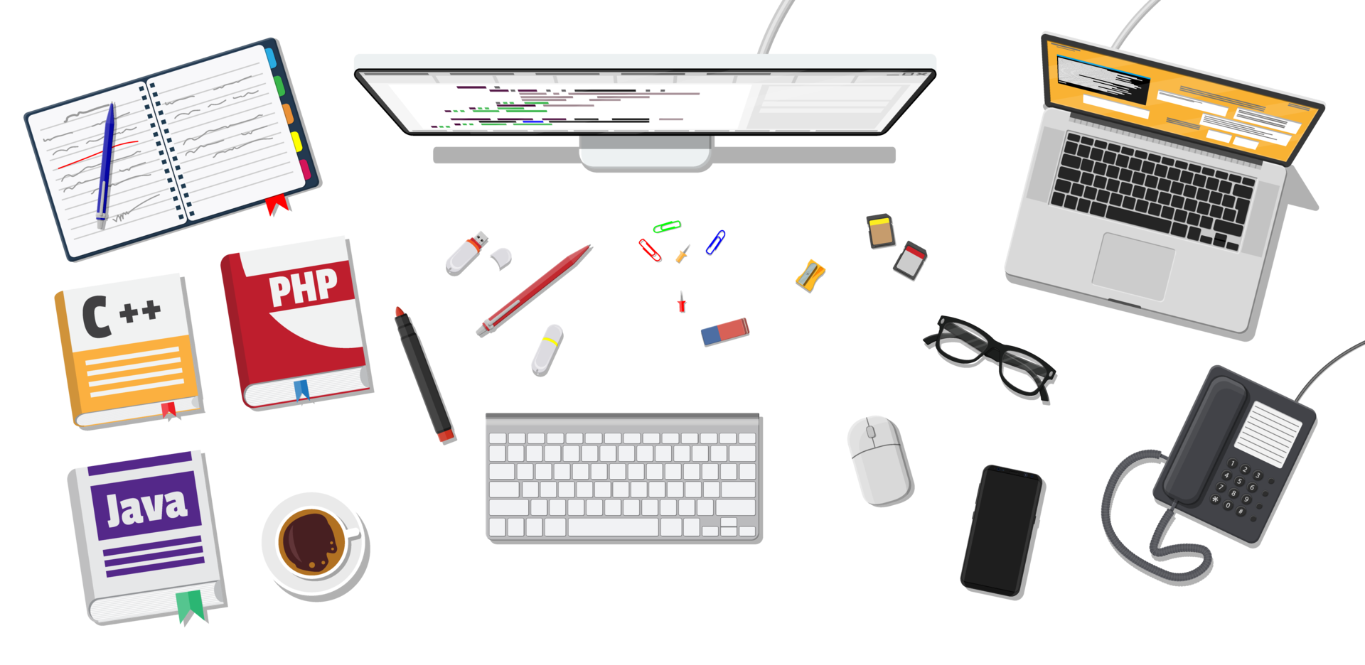 Workplace Of Programmer Or Coder 35857328 Png 3872
