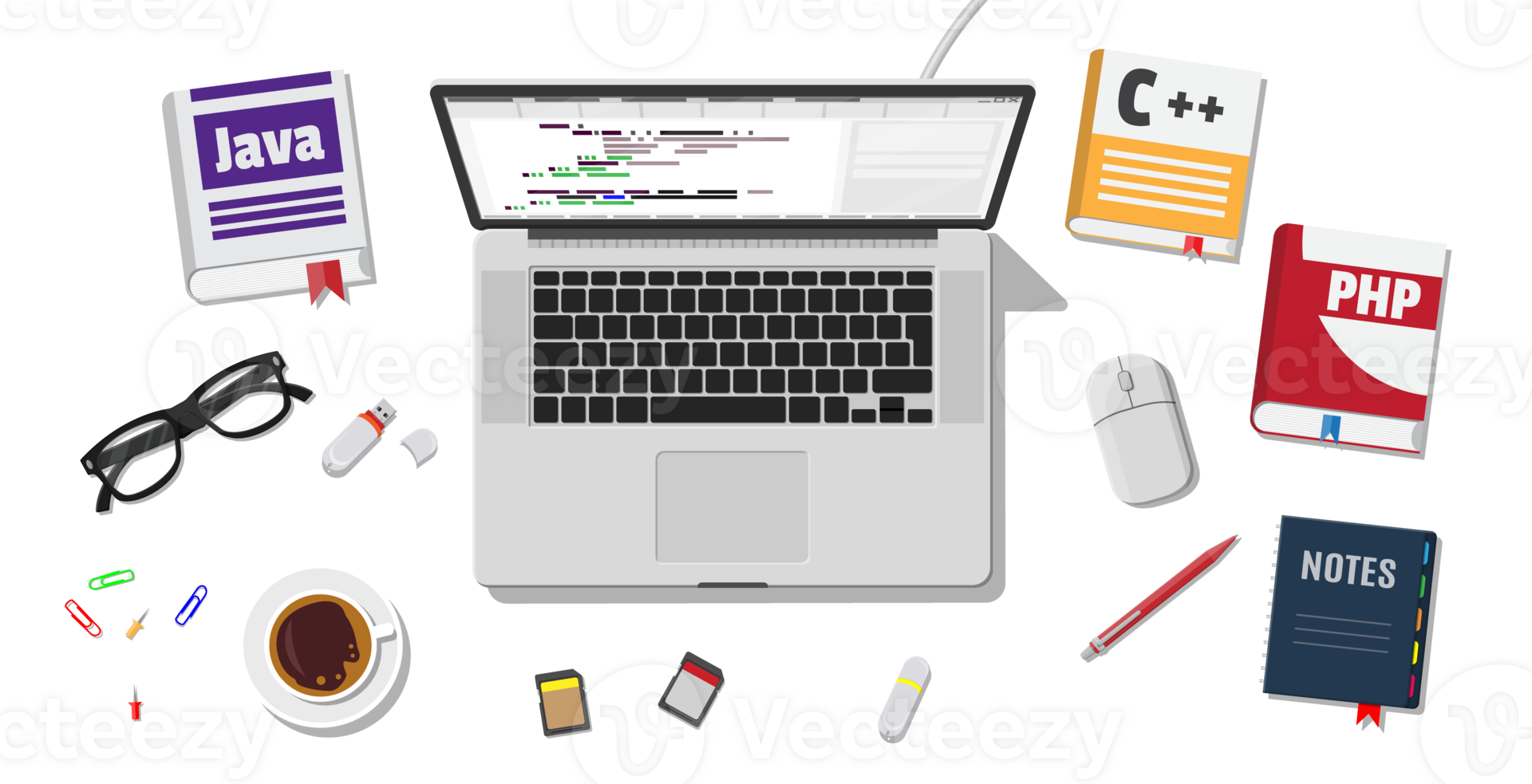 Workplace of programmer or coder 35857330 PNG