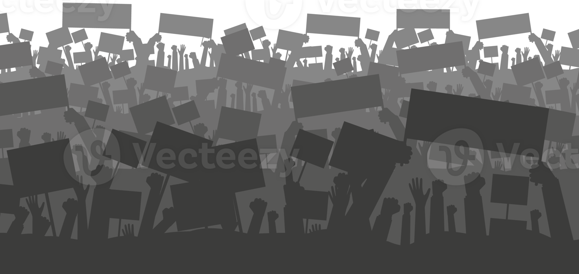 Cheering Or Protesting Crowd With Flags 35857362 Png