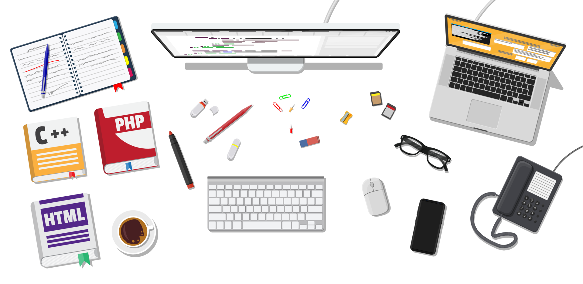 Workplace Of Programmer Or Coder 35857372 Png