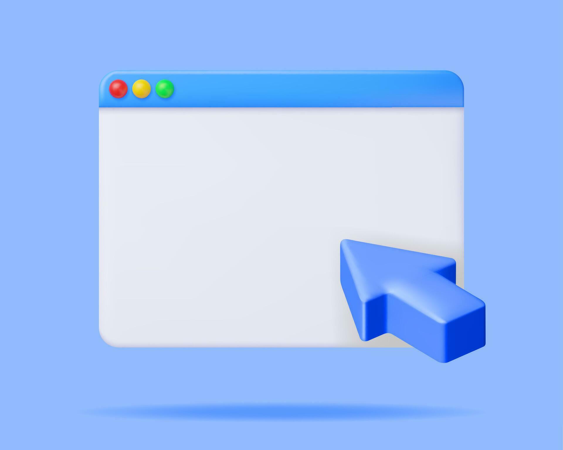 3D Browser Window with Mouse Cursor Isolated. Render Operating System User Interface, GUI ...