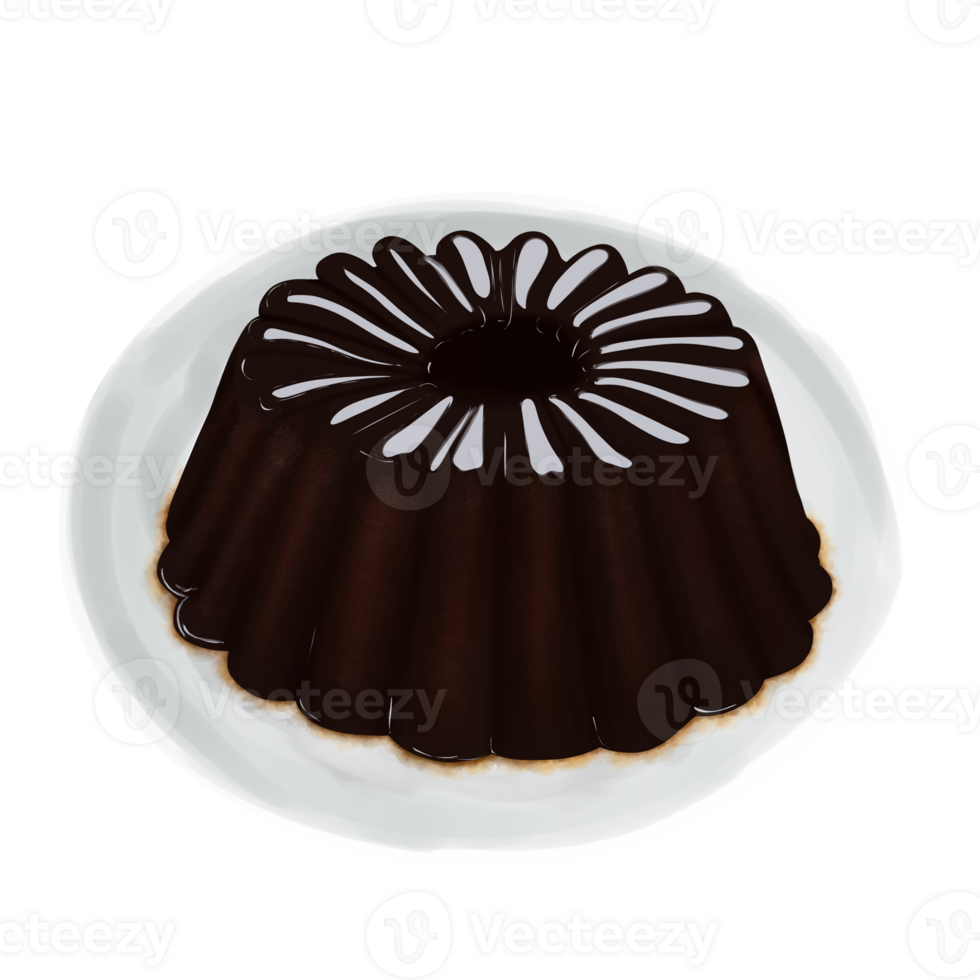 Dark Chocolate Pudding On A White Plate 35858976 Png
