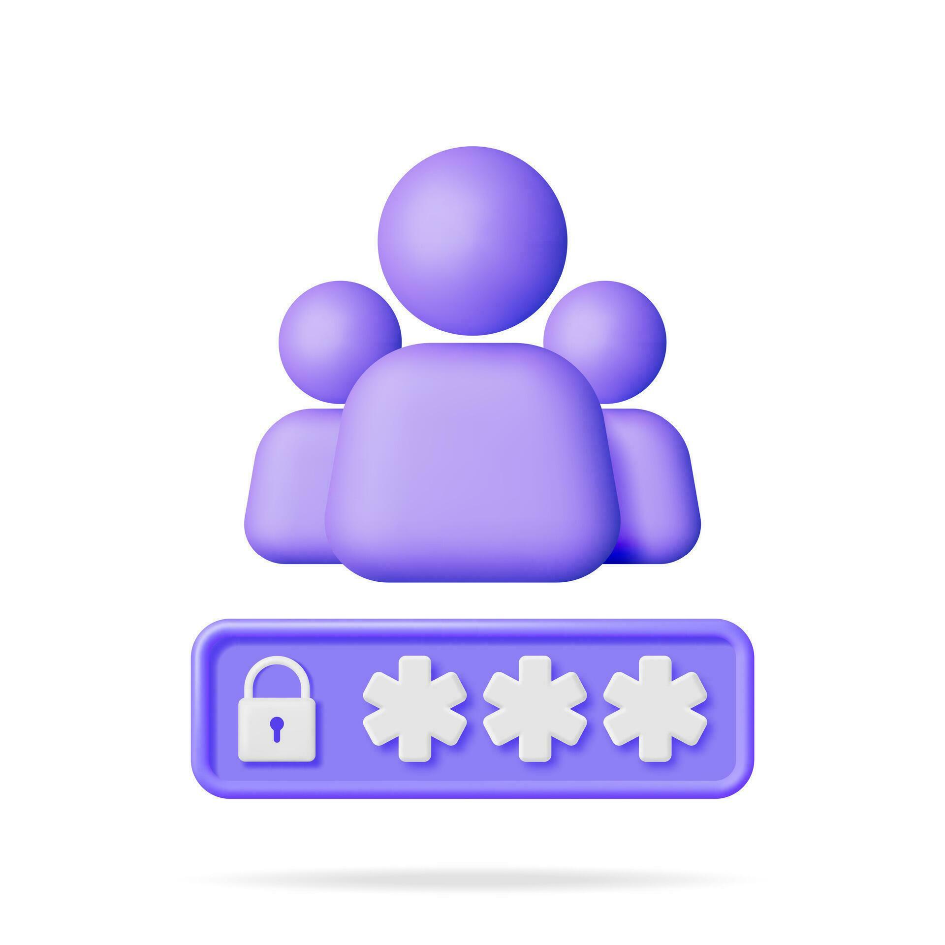 3d User Login Form Page Isolated Render Password Hidden Stars In Sign