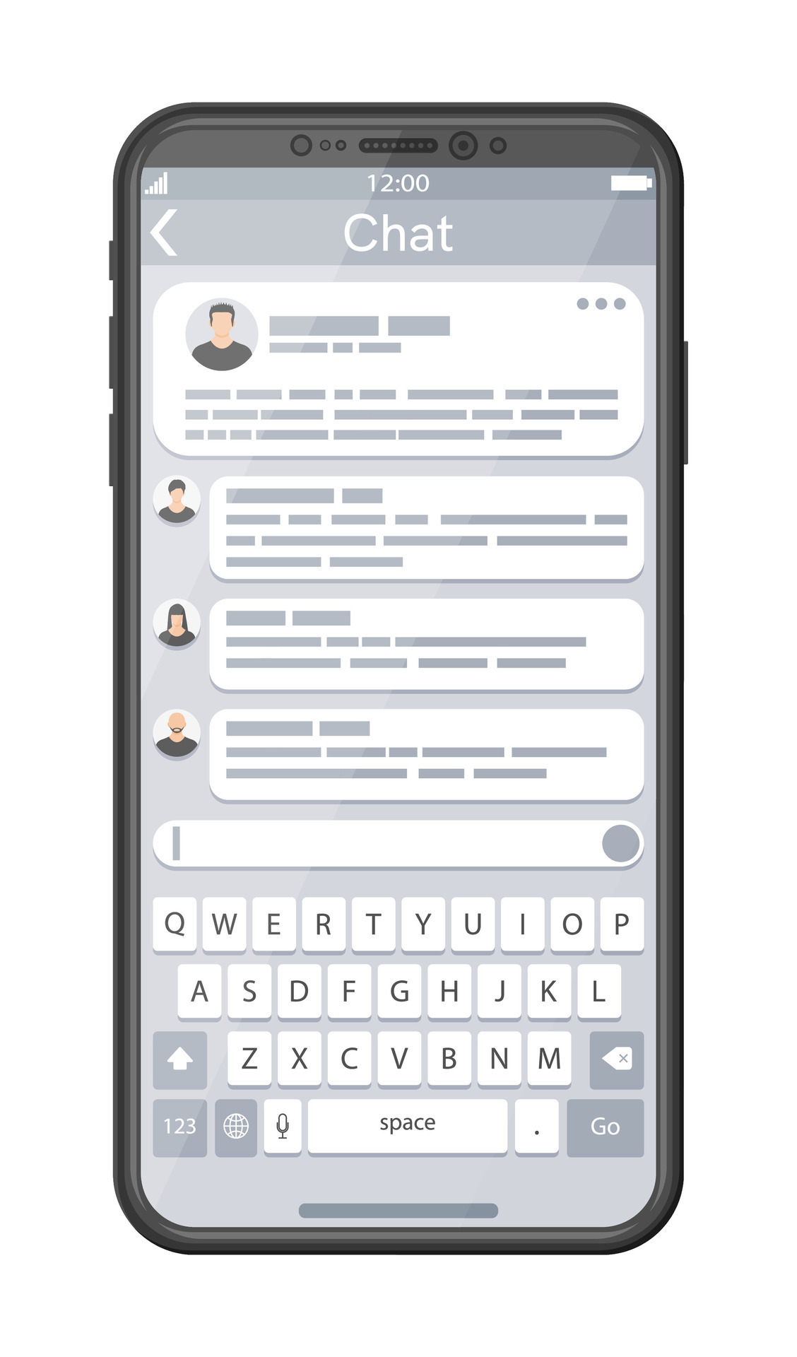 Smartphone With Mobile Messaging App Page With Keyboard Instant