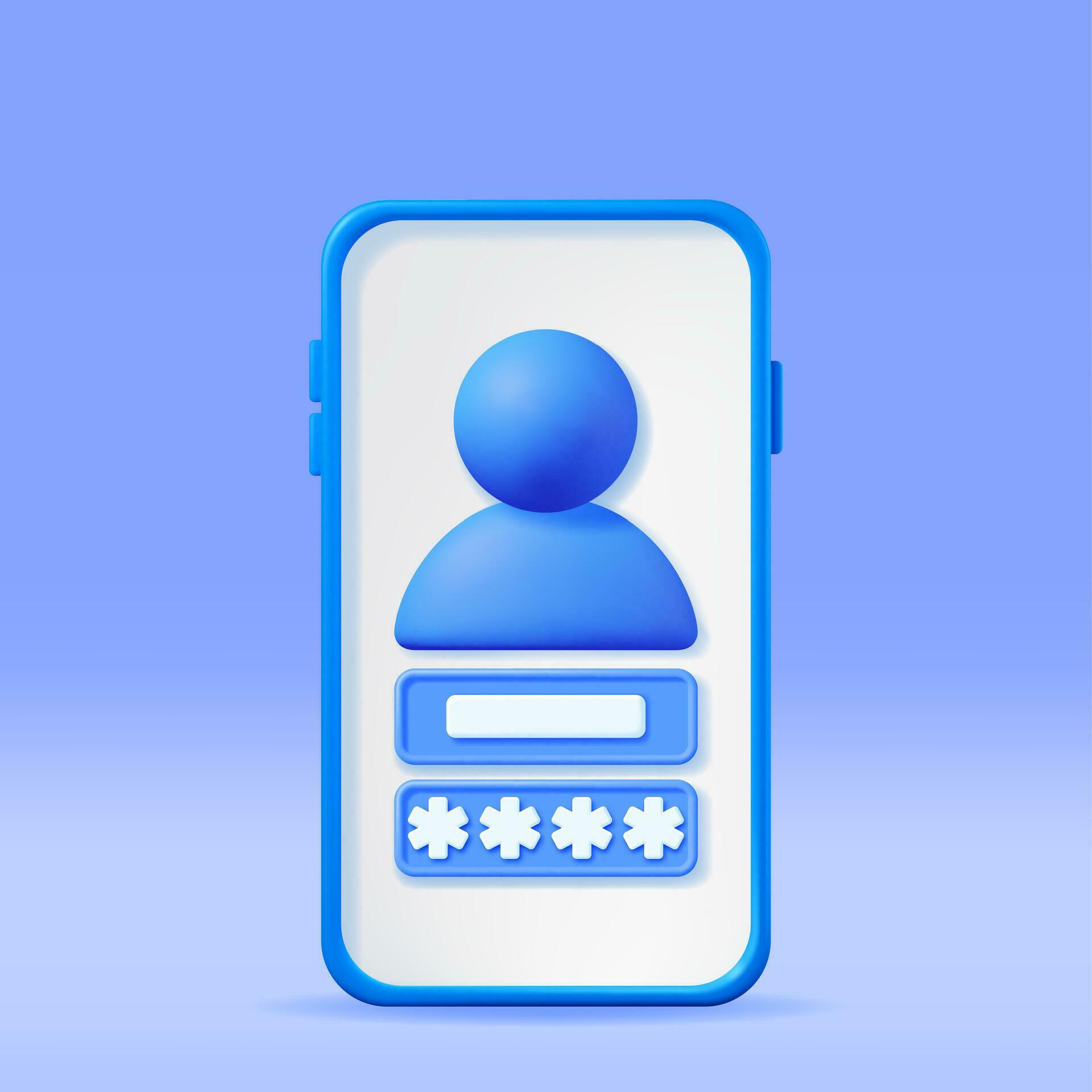 3d User Login Form Page In Smartphone Render Password Hidden Stars In Sign In Account Computer