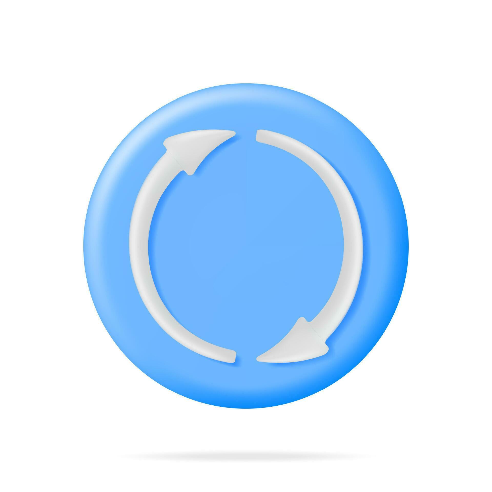 3D Synchronization Icon Isolated. Render Sync Sign in Round Shape. Cloud Computing or Refresh ...