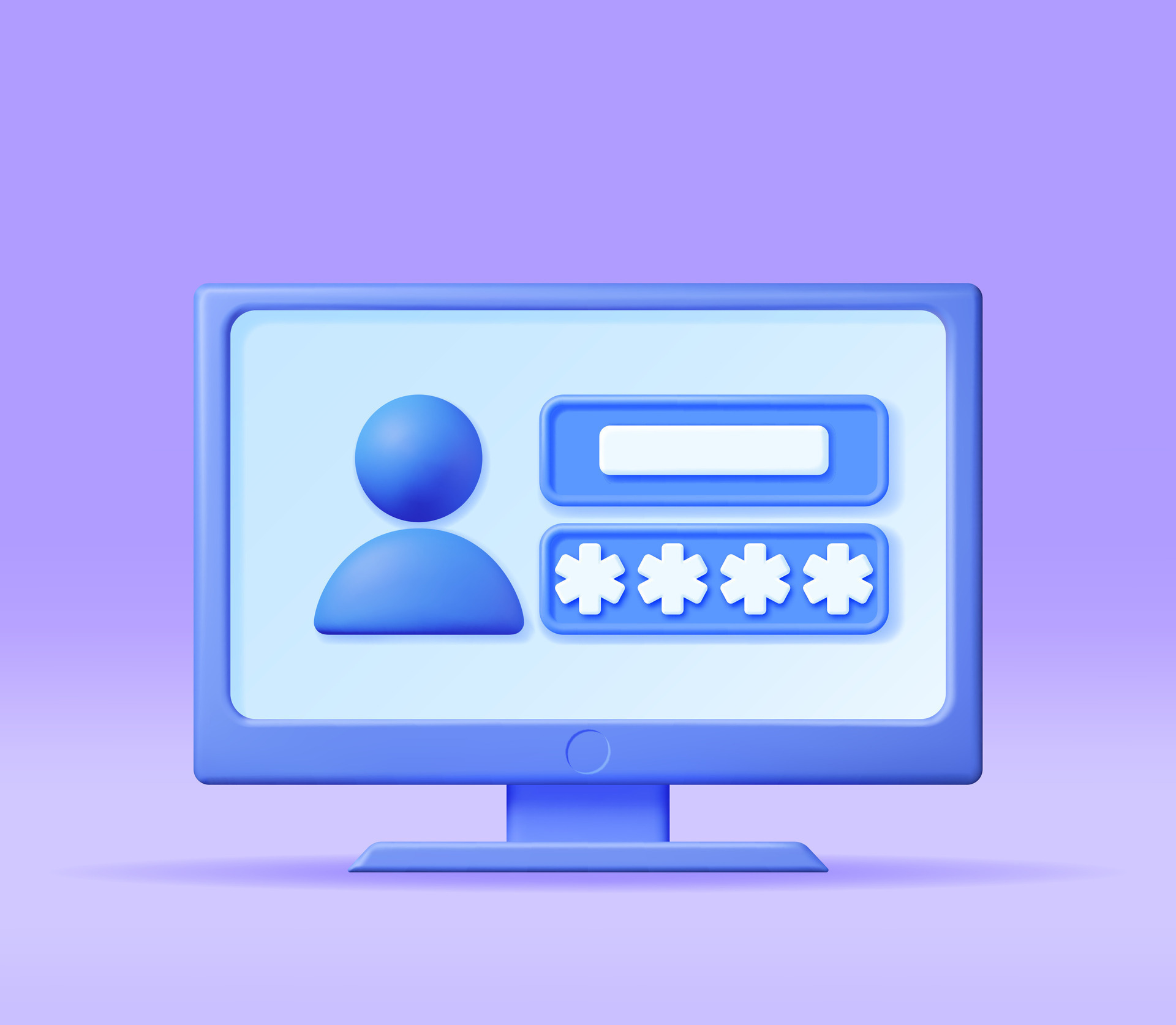3d User Login Form Page In Computer Render Password Hidden Stars In Sign In Account Computer