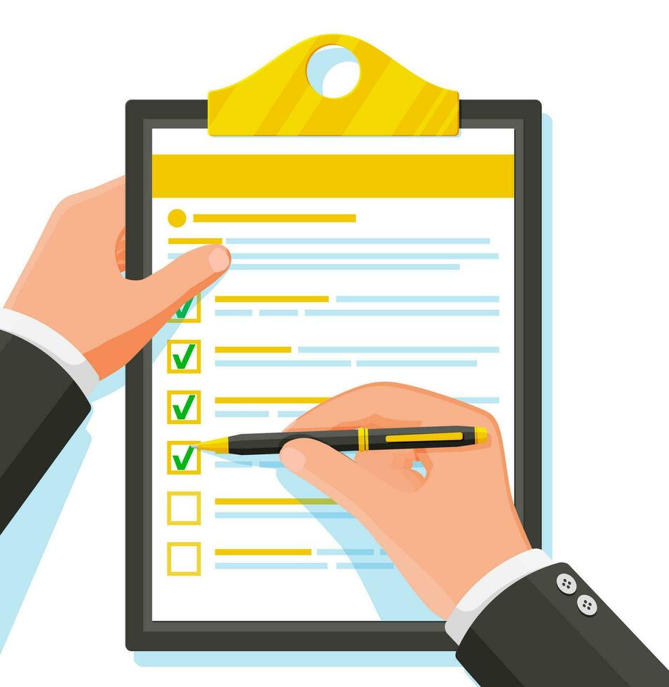 Clipboard with Checklist and Pen. Questionnaire, Check List, to do list, Survey, Task List. Blue ...