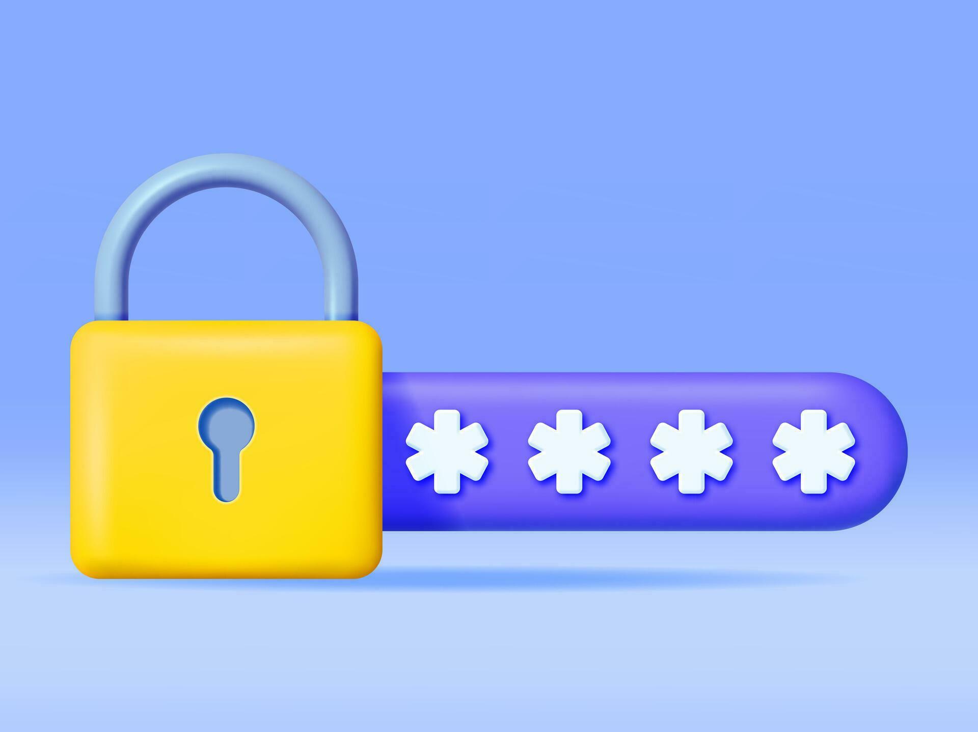 3d Password Field With Padlock Isolated Render Hidden Password Symbol
