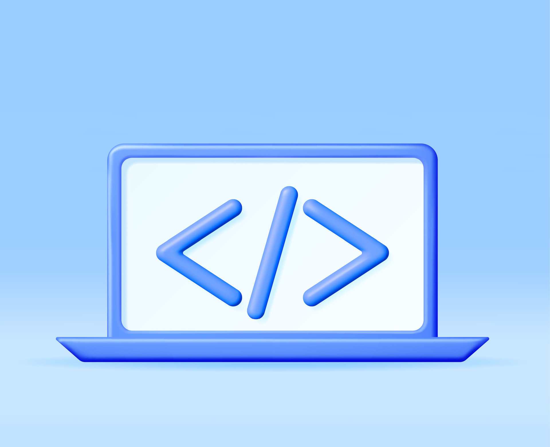 3d Code Icon On Computer Isolated Render Python Or Java Api Symbols In Laptop Device Computer