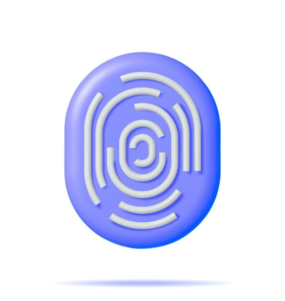 3D Fingerprint Icon Isolated. Render Finger Print Symbol. Identification and Authorization ...