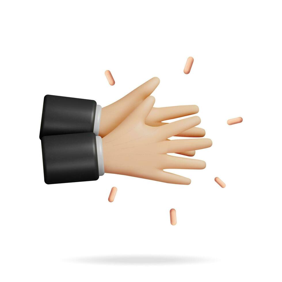 3d humano manos aplausos aislado en blanco. hacer dibujos animados aplaudir manos. frotamiento o ...