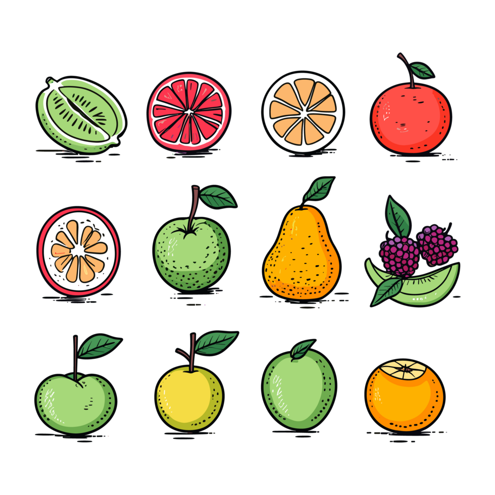 Ai Generated Hand Drawn Fruits And Food Elements Png File 35864672 Png
