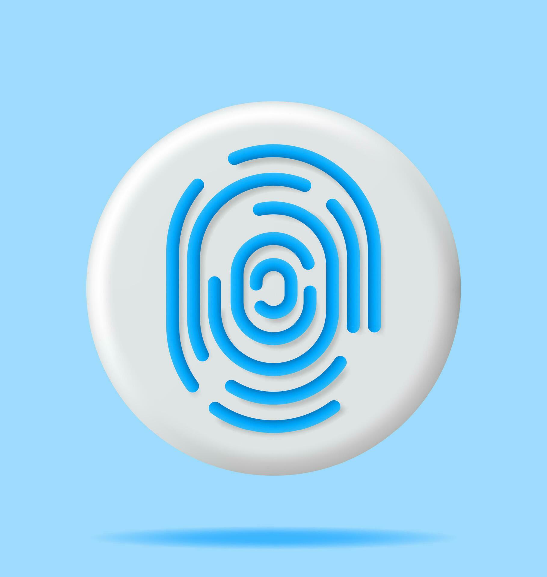 3D Fingerprint Icon Isolated. Render Finger Print Symbol. Identification and Authorization ...
