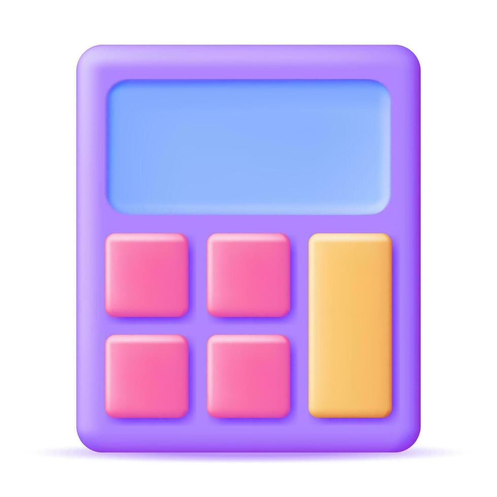 3d Modern Calculator Isolated On White Mathematics Icon Addition